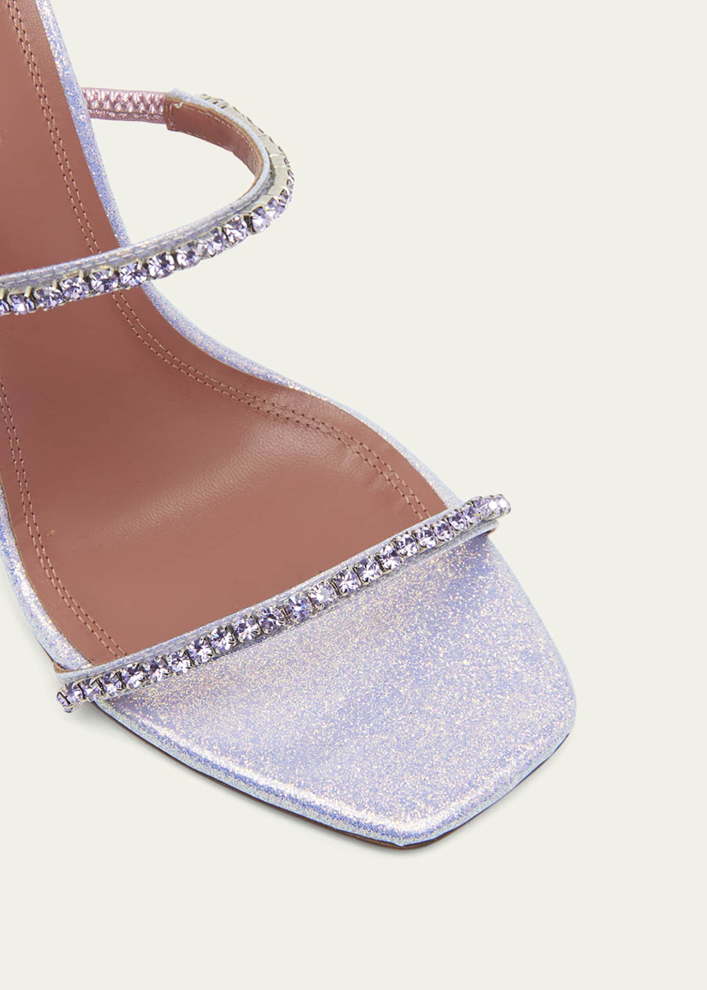 Amina Muaddi Gilda Glittery Embellished Pedestal Sandals - Bergdorf Goodman