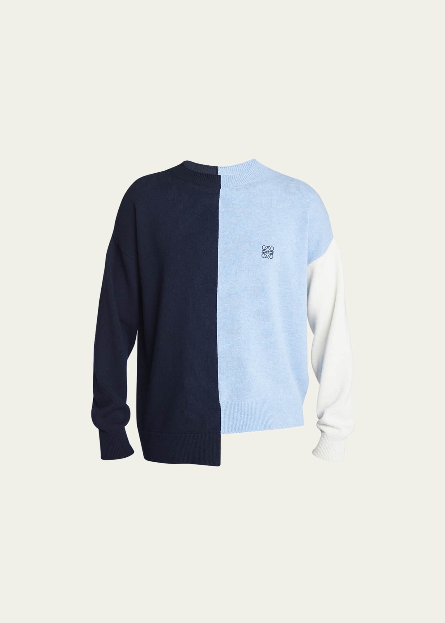 Loewe Men's Asymmetric Colorblock Sweater - Bergdorf Goodman