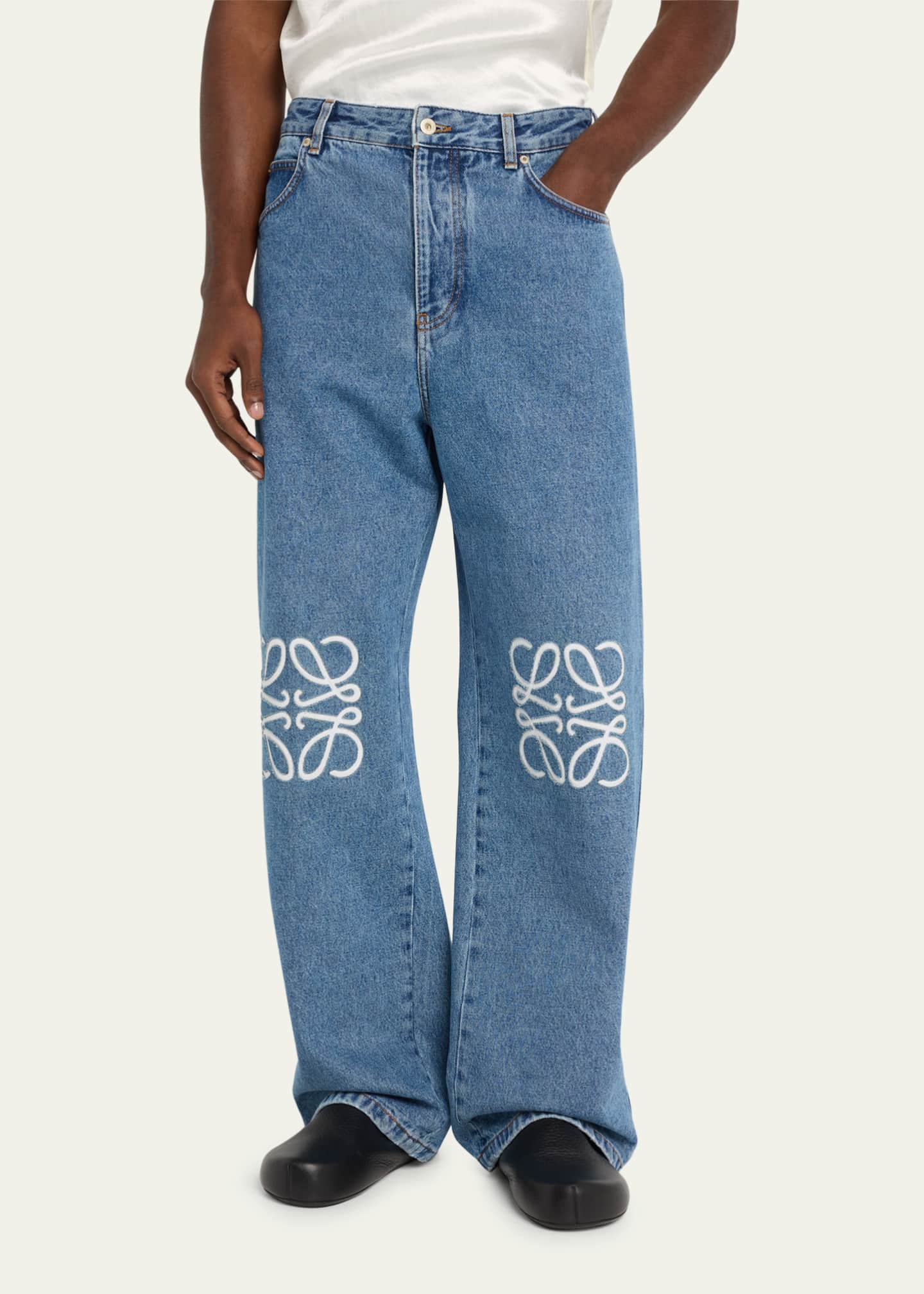 Loewe Men's Anagram Straight-Leg Denim Jeans - Bergdorf Goodman