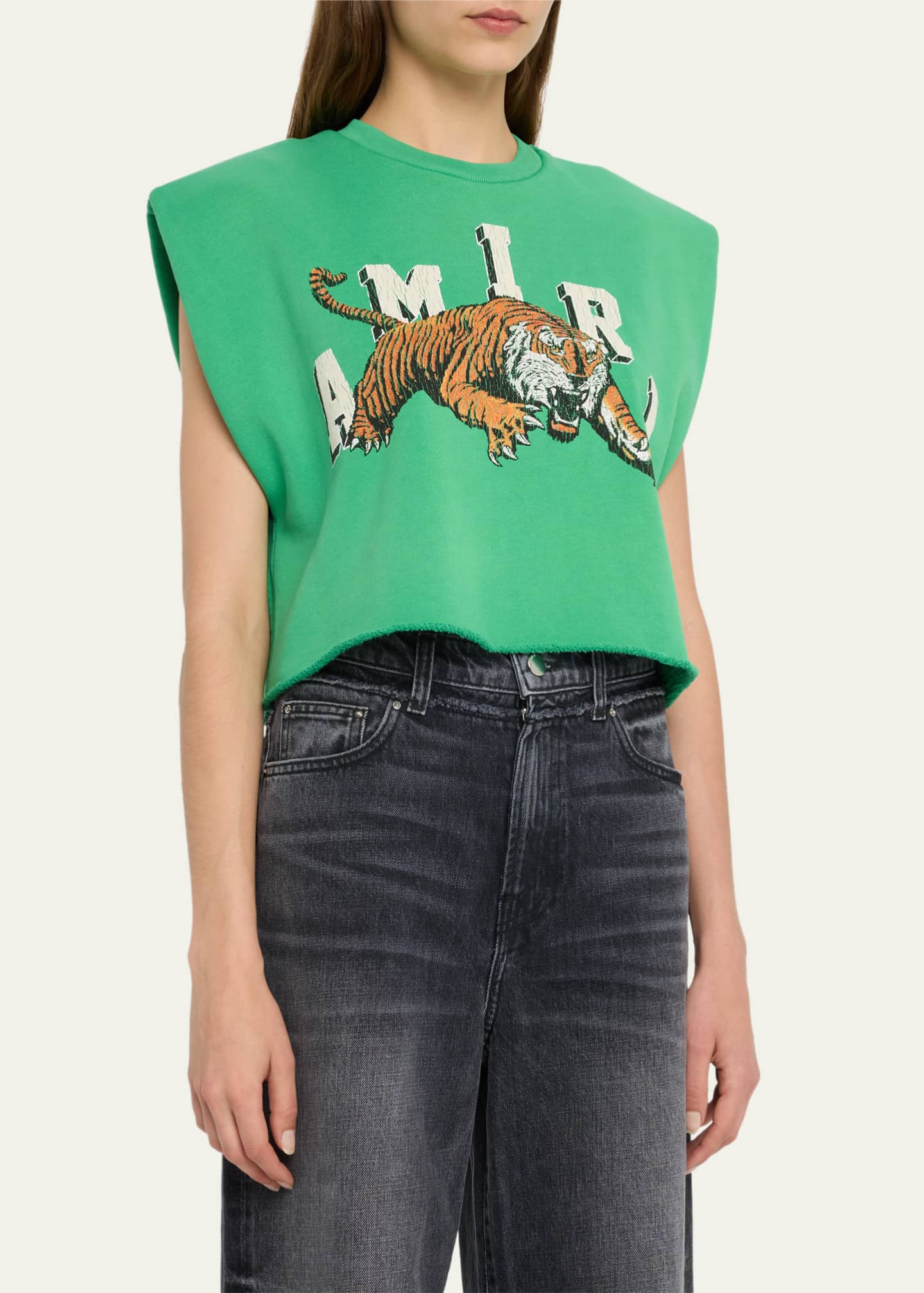 Amiri Cropped Tiger Tee - Bergdorf Goodman