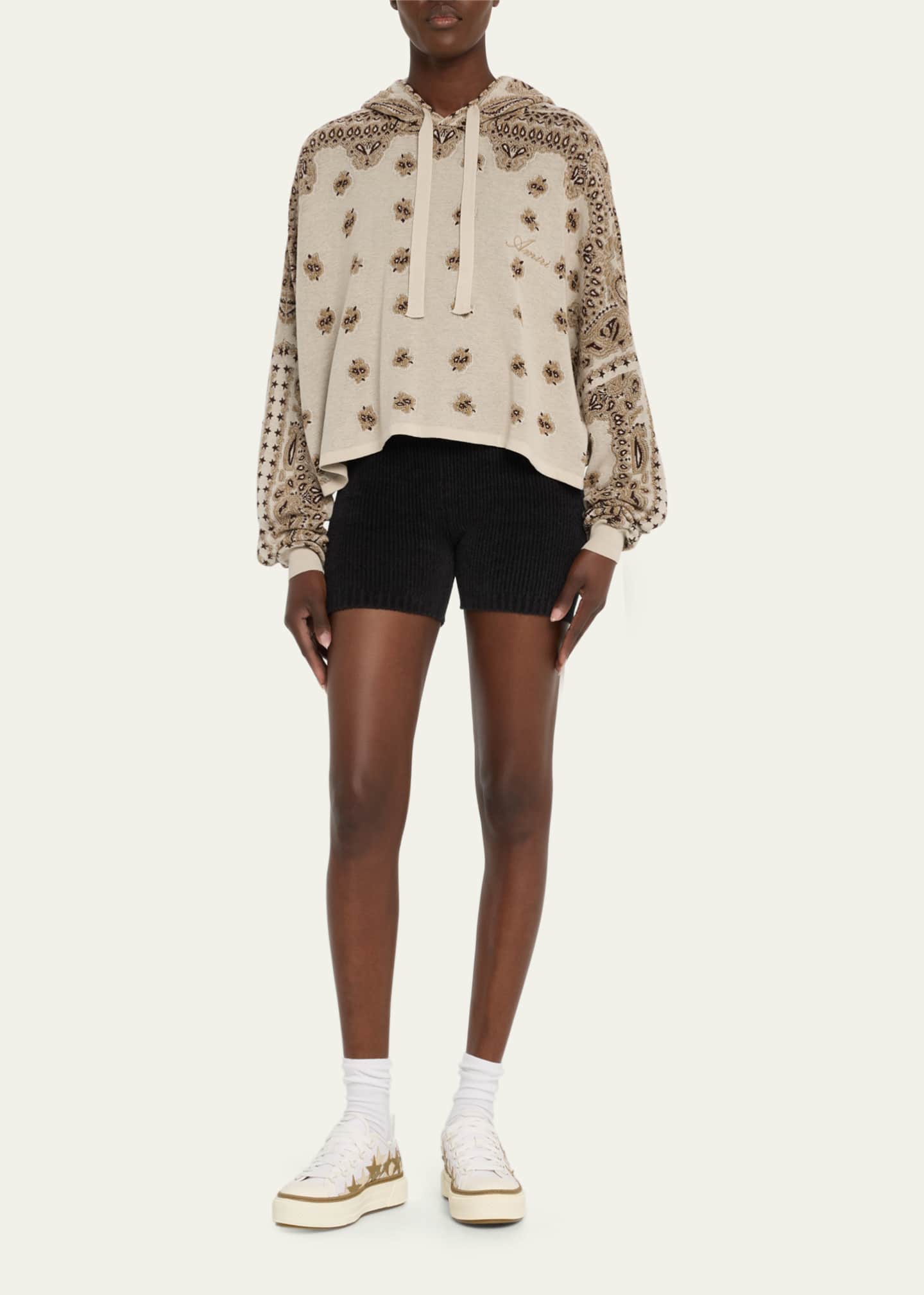 Amiri Bandana Print Knit Hoodie with Logo Embroidery - Bergdorf Goodman