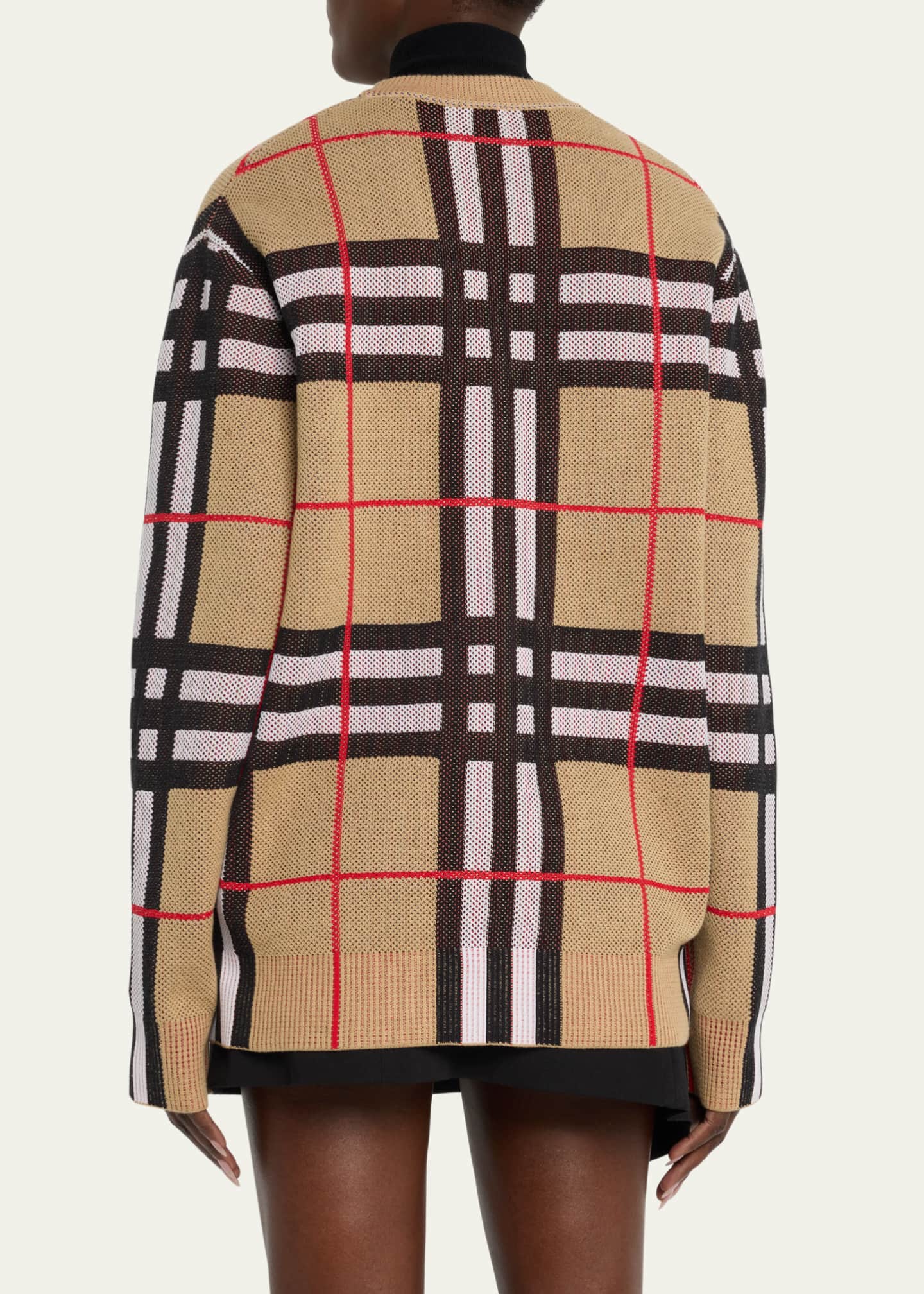 Burberry Hortence V-Neck Check Cardigan - Bergdorf Goodman