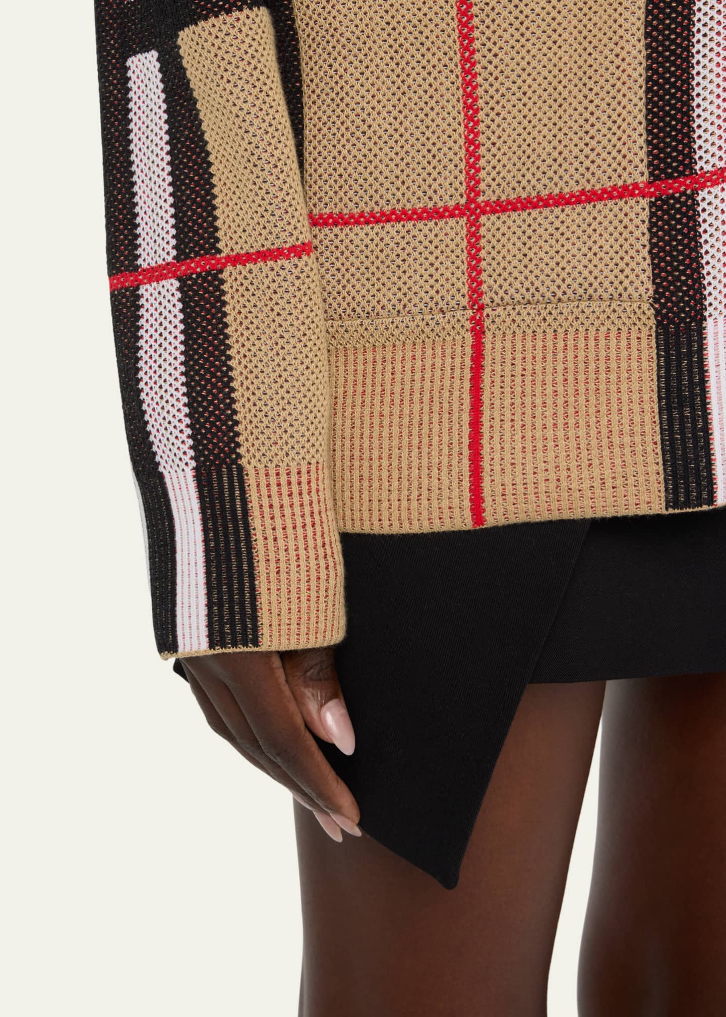 Burberry Hortence V-Neck Check Cardigan - Bergdorf Goodman