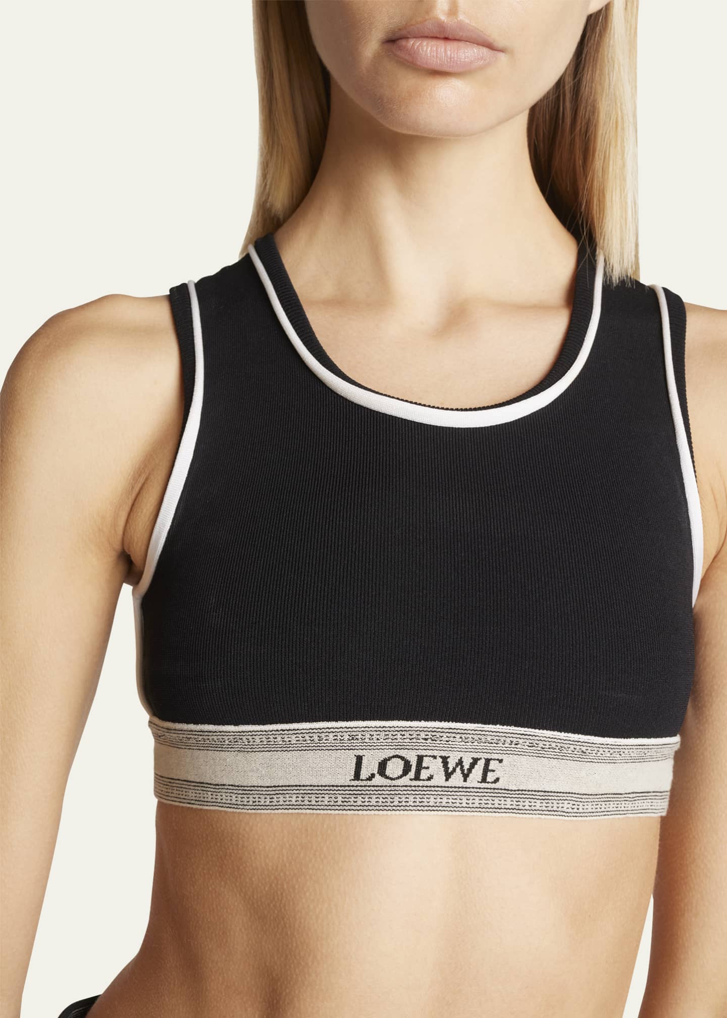 Loewe Logo-Band Piping Rib Sports Bra - Bergdorf Goodman
