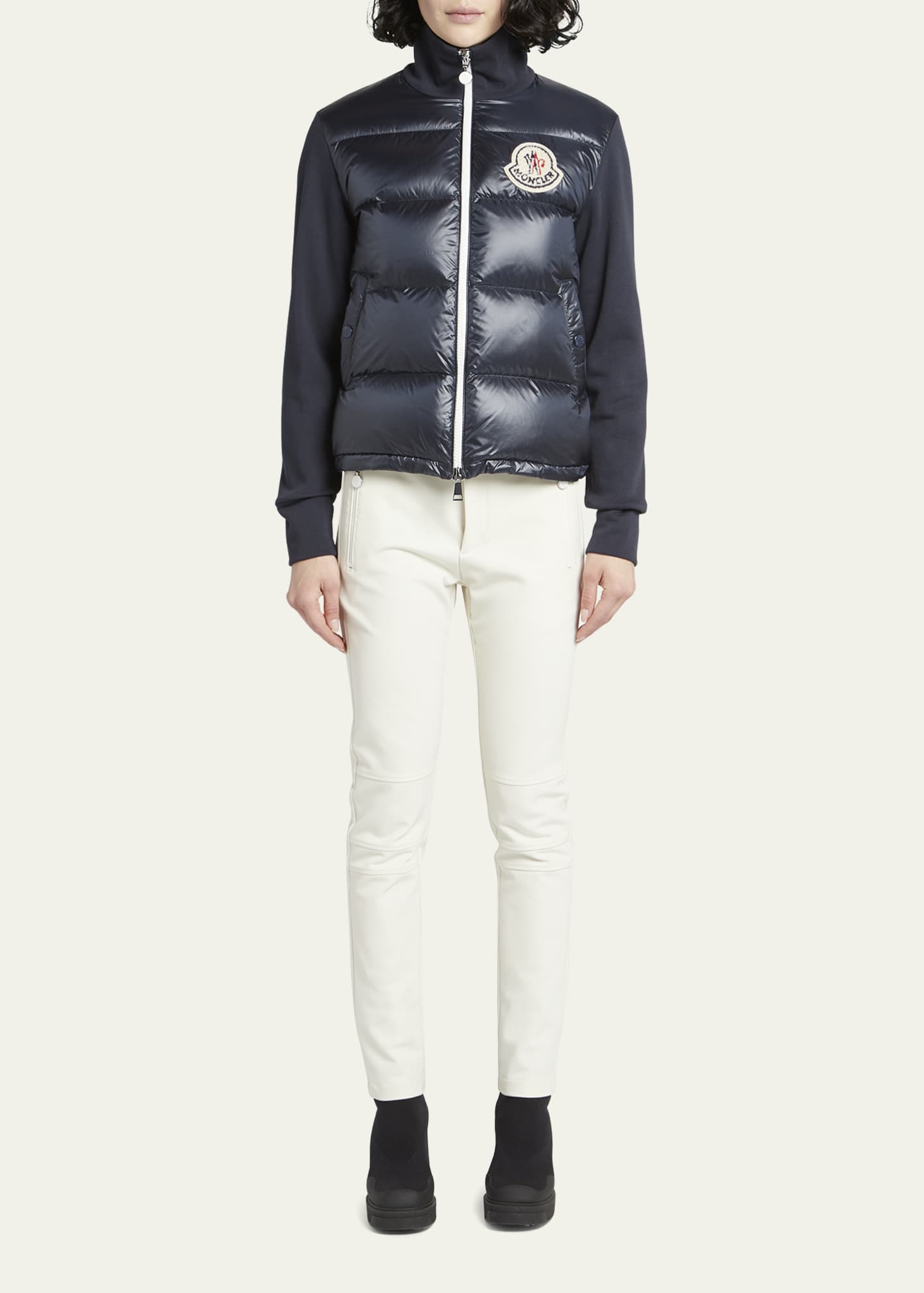 Moncler Zip-Up Cardigan with Puffer Front - Bergdorf Goodman