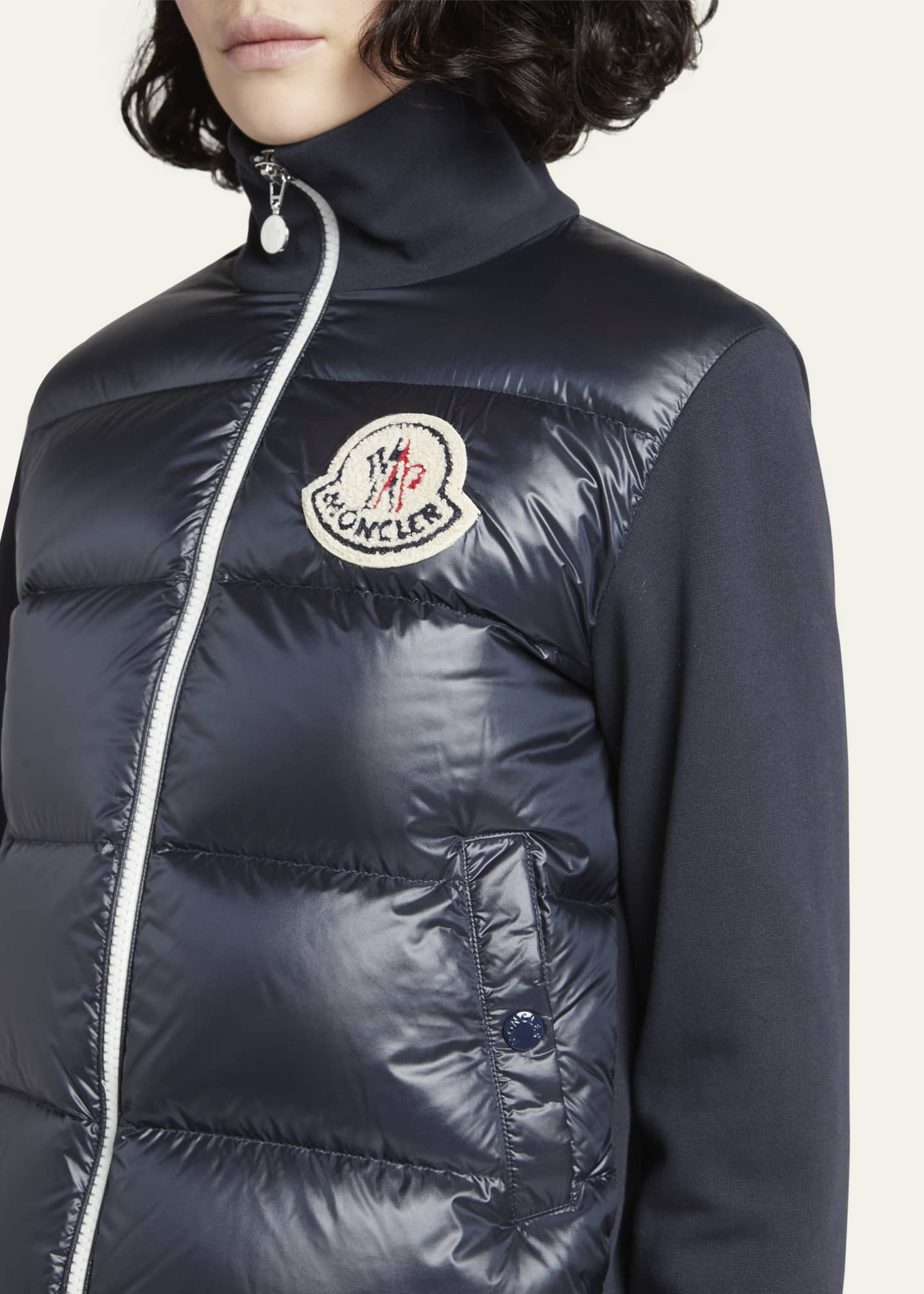 Moncler Zip-Up Cardigan with Puffer Front - Bergdorf Goodman