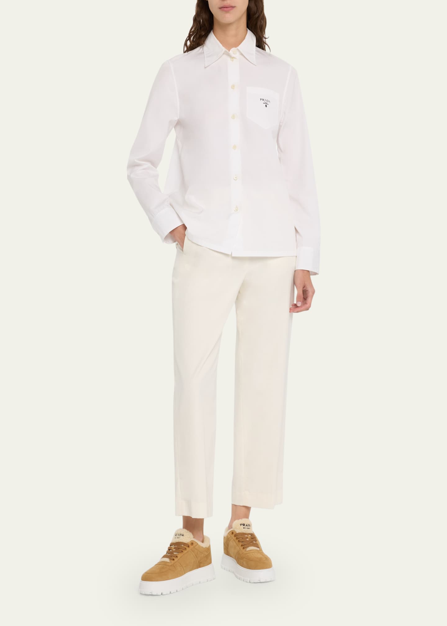 Prada Suede Shearling Platform Sneakers - Bergdorf Goodman