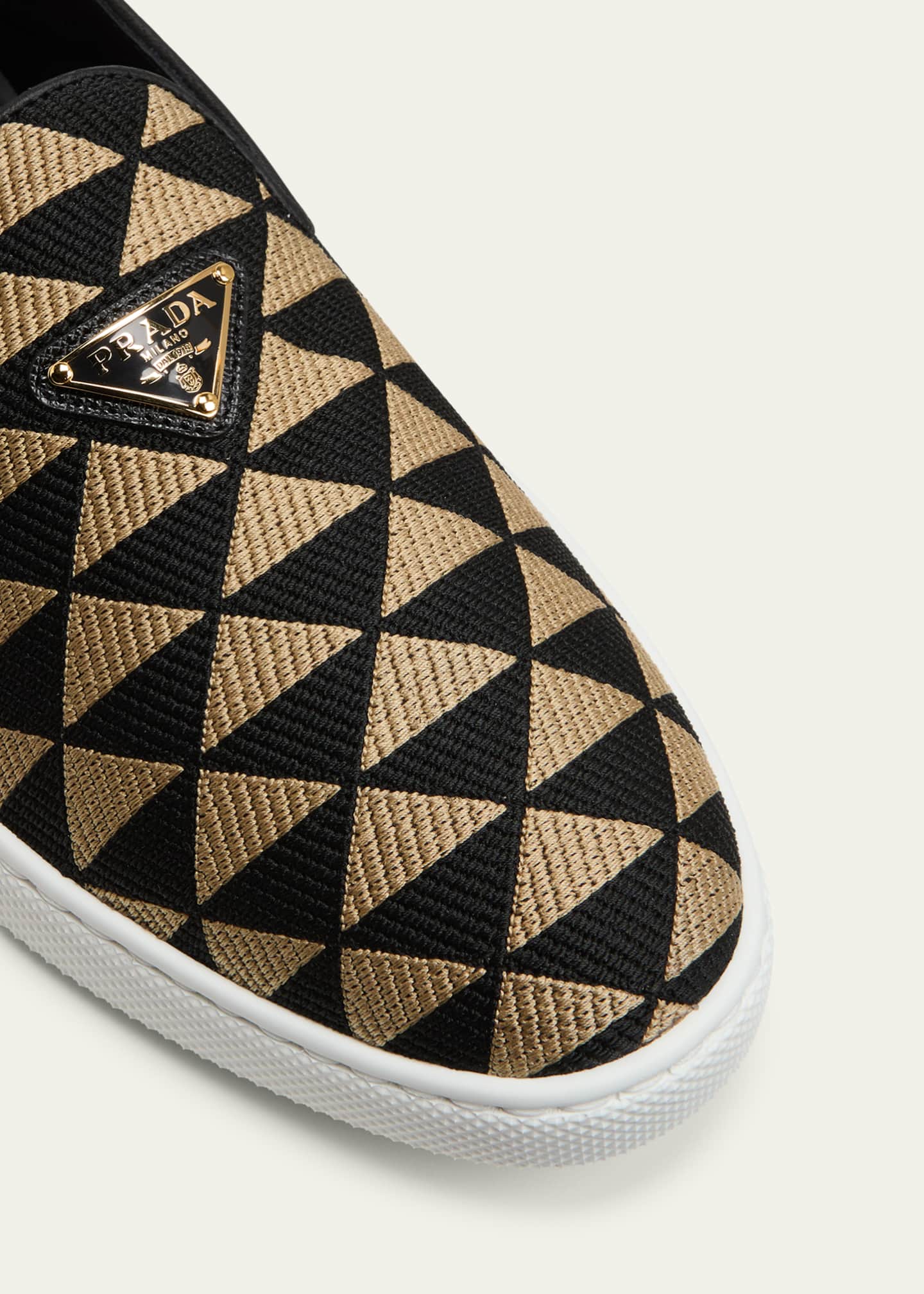 Prada Bicolor Triangle Slip-On Sneakers - Bergdorf Goodman