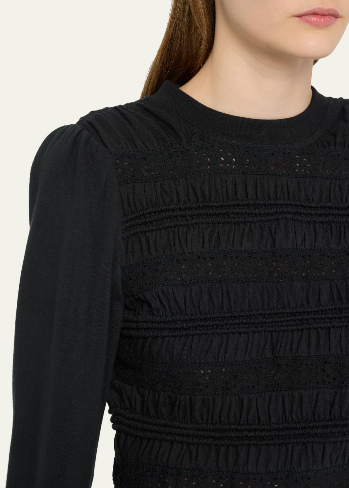 Sea Rita Smocked Long-Sleeve Jersey Top - Bergdorf Goodman