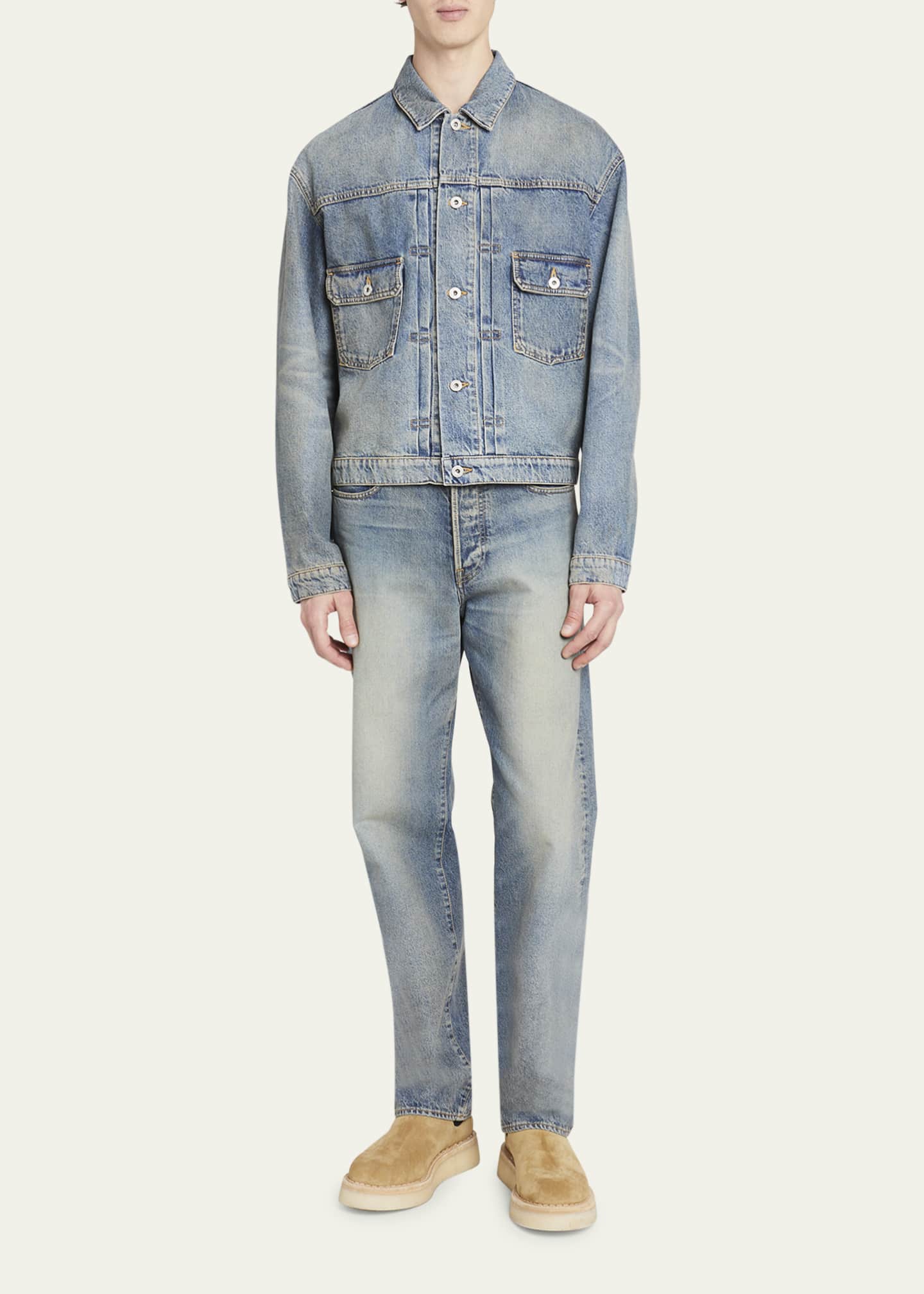 Kenzo Men's Stone-Bleached Denim Trucker Jacket - Bergdorf Goodman