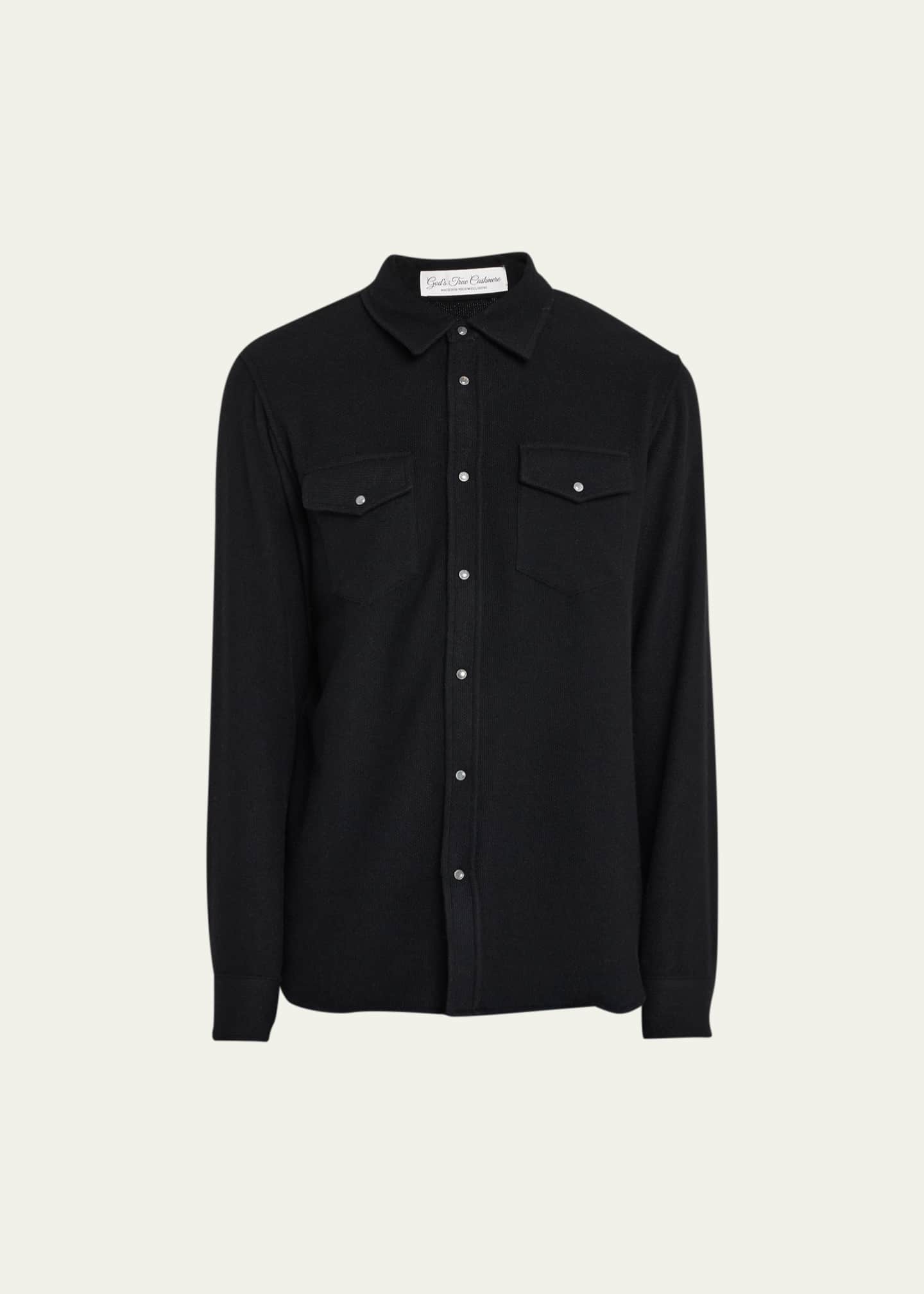 God's True Cashmere Men's Black Solid Cashmere Shirt - Bergdorf Goodman