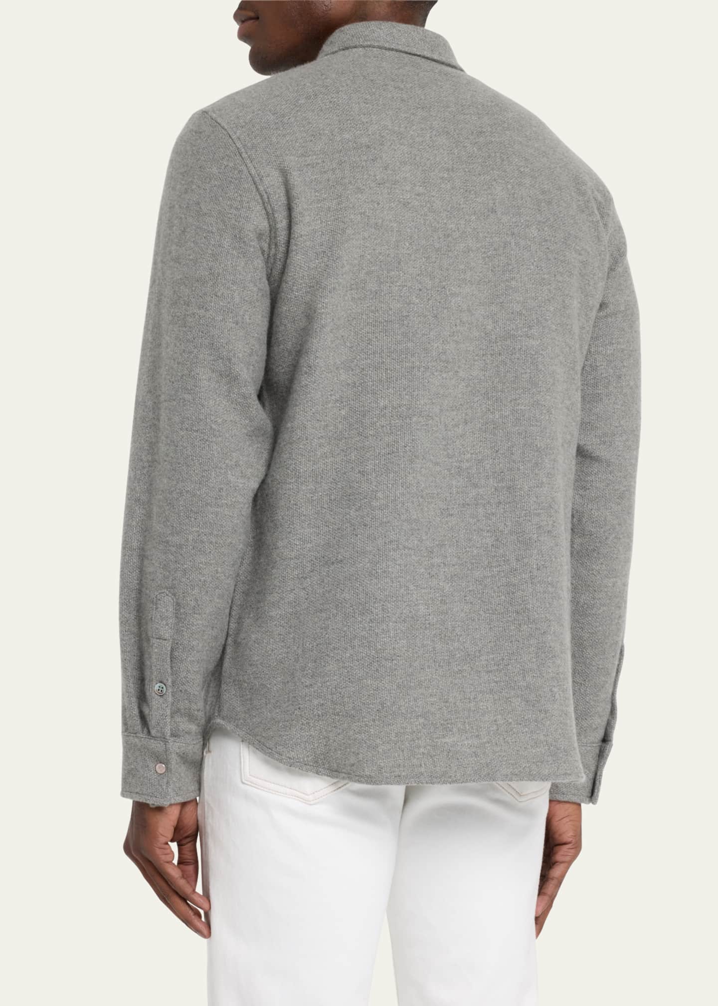 God's True Cashmere Men's Grey Solid Cashmere Shirt - Bergdorf Goodman