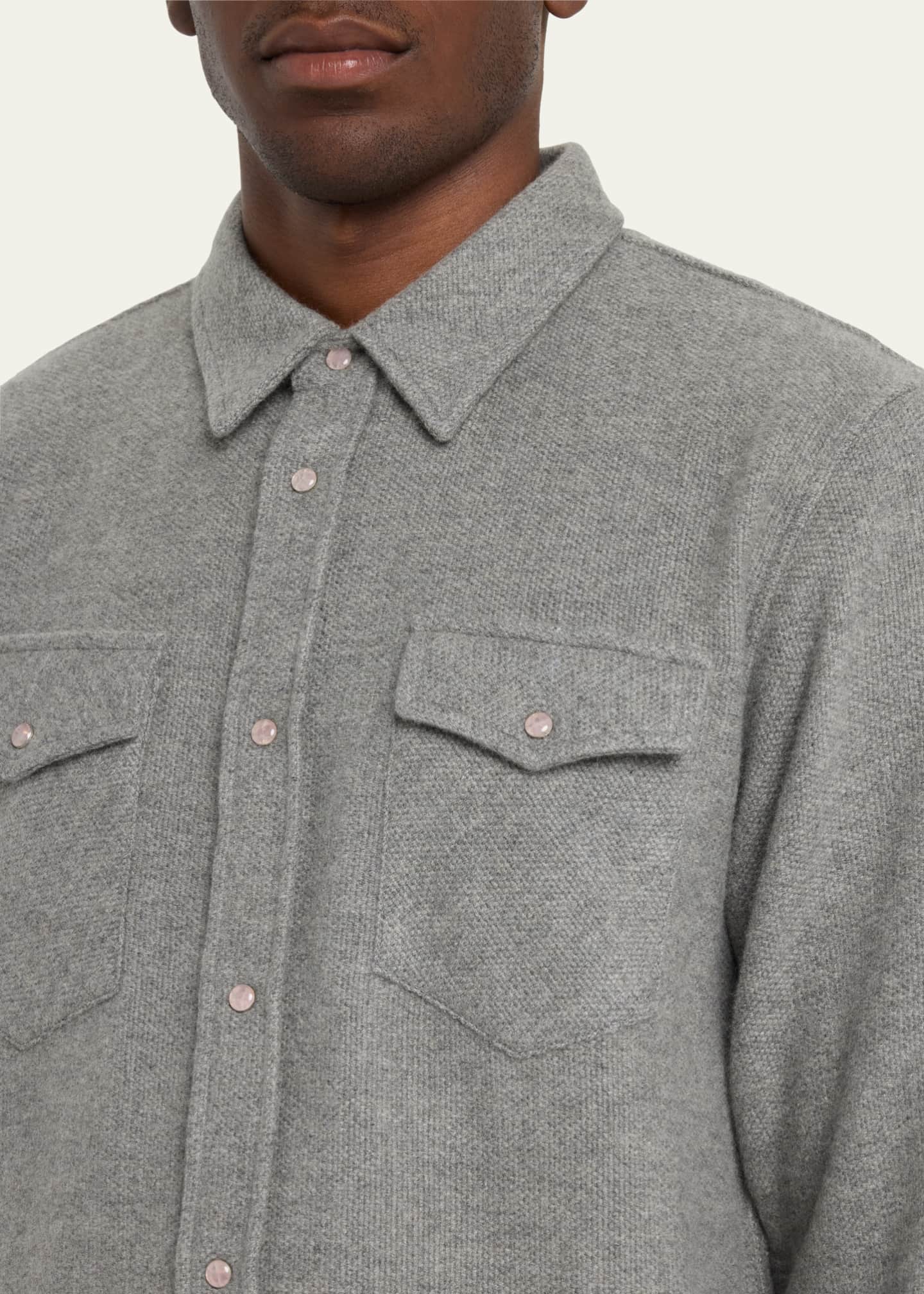 God's True Cashmere Men's Grey Solid Cashmere Shirt - Bergdorf Goodman