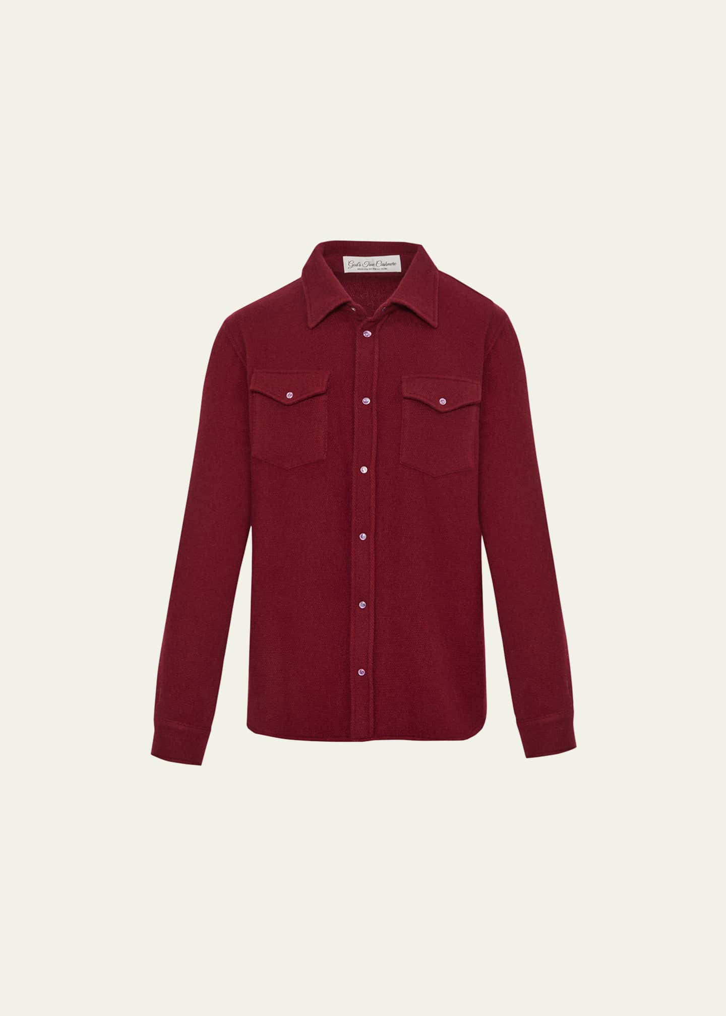 God's True Cashmere Men's Cashmere Western Shirt with Amethyst Snaps ...
