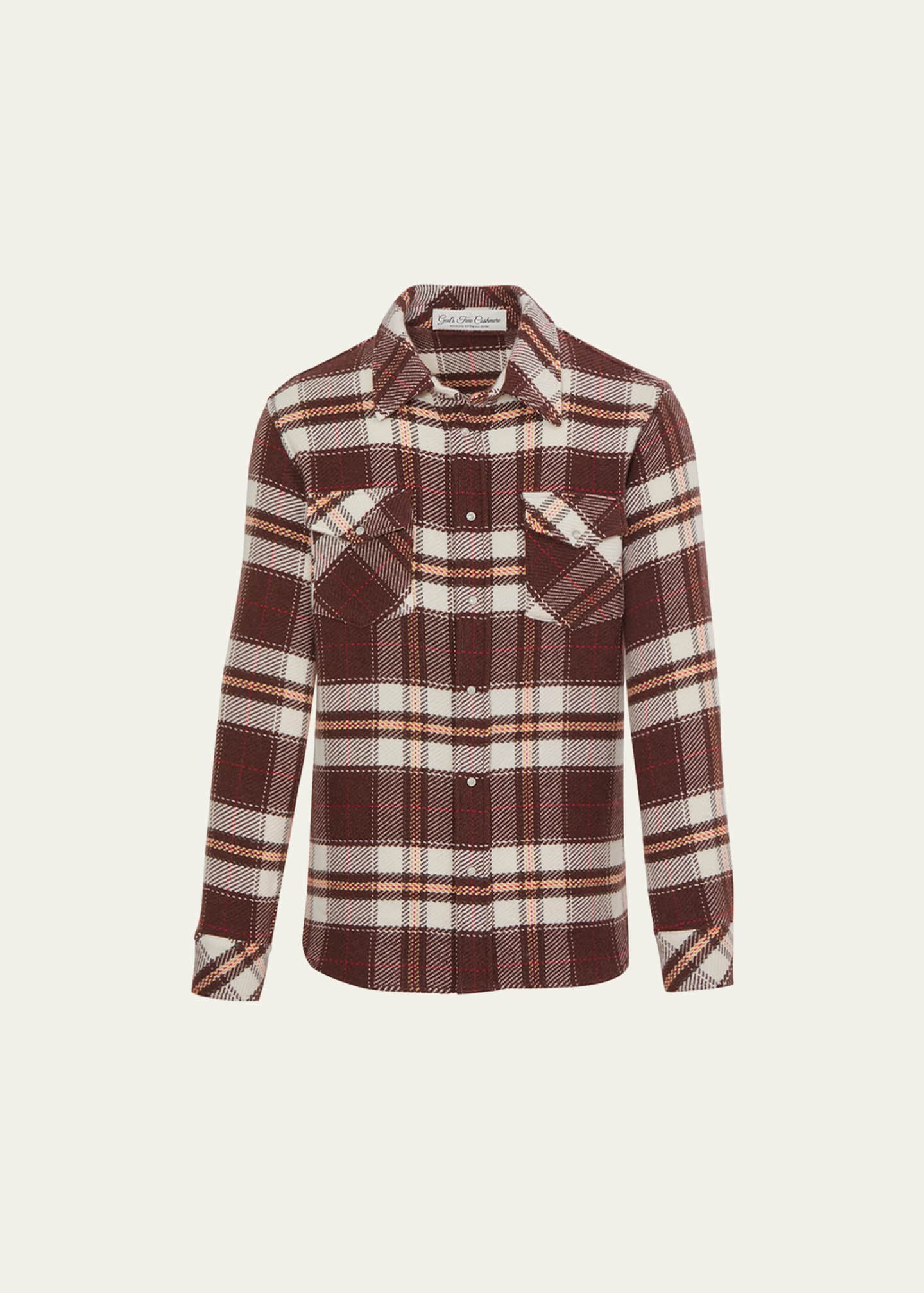 God's True Cashmere Men's Chesnut Tartan Cashmere Shirt - Bergdorf Goodman
