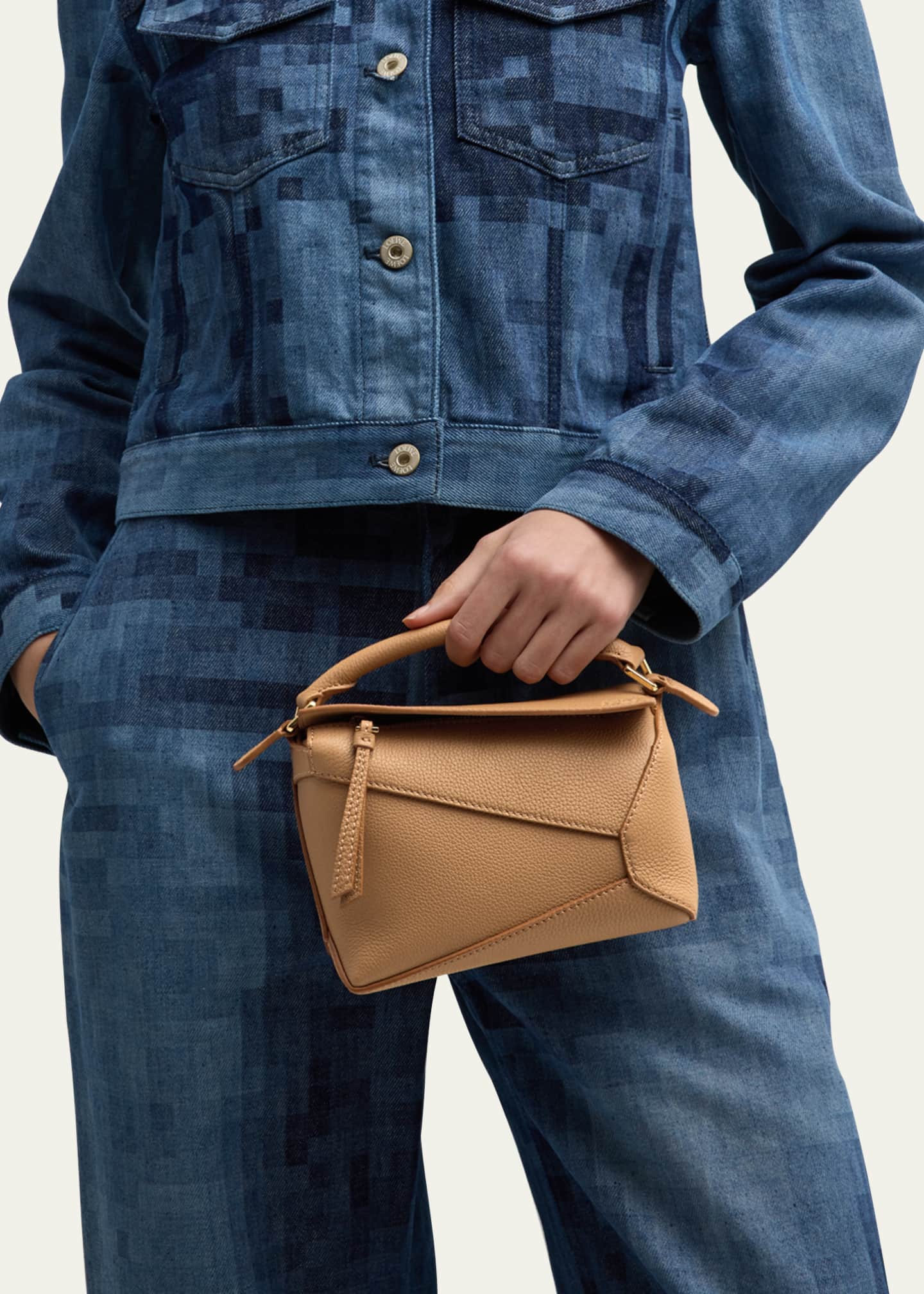 Loewe Puzzle Edge Mini Top-Handle Bag in Grained Leather - Bergdorf Goodman