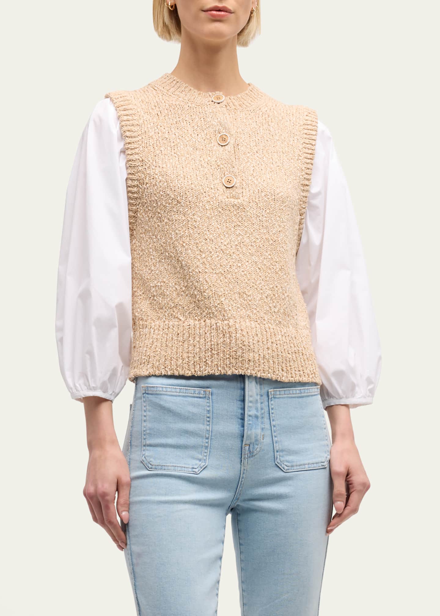 Veronica Beard Shawnet Mixed-Media Pullover - Bergdorf Goodman