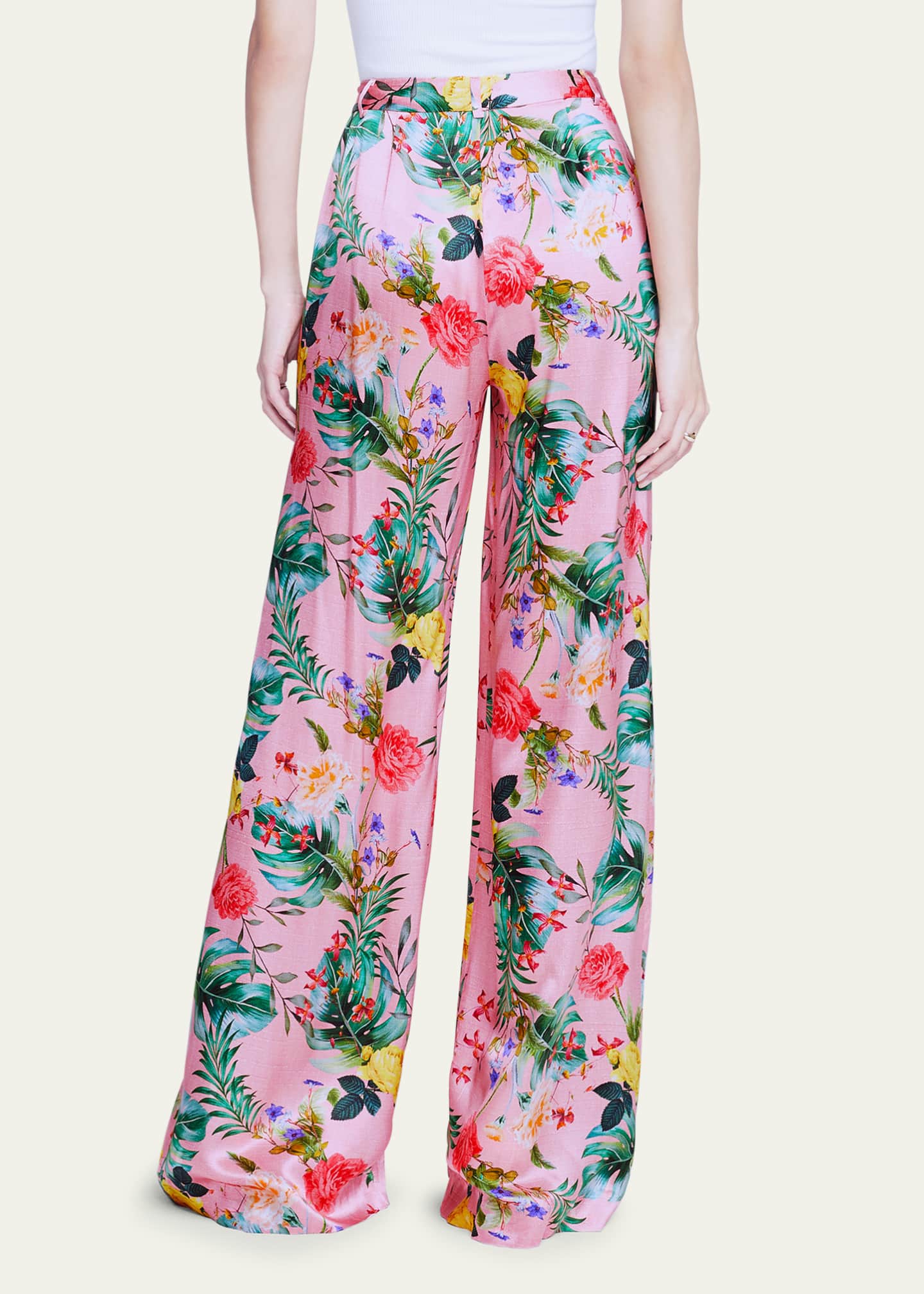 L'Agence Gavin Wide-Leg Floral SIlk Pants - Bergdorf Goodman