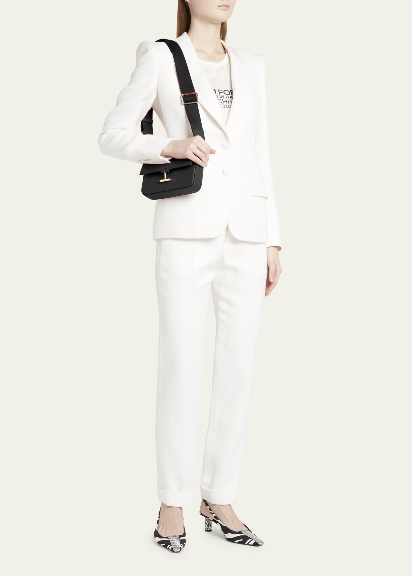 TOM FORD Tara Mini E/W Crossbosy in Grained Leather with Webbed Strap ...