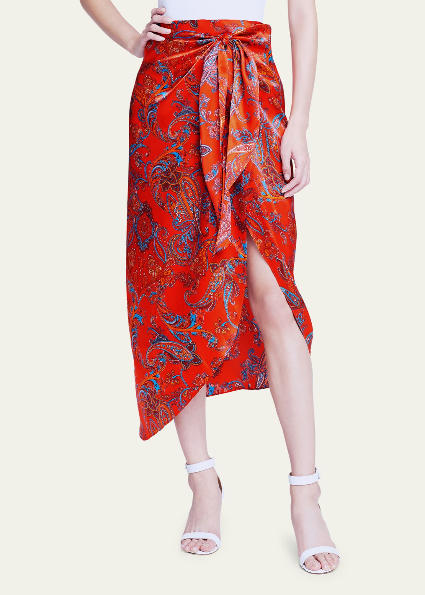 L'Agence Esa Paisley-Print Sarong Skirt - Bergdorf Goodman