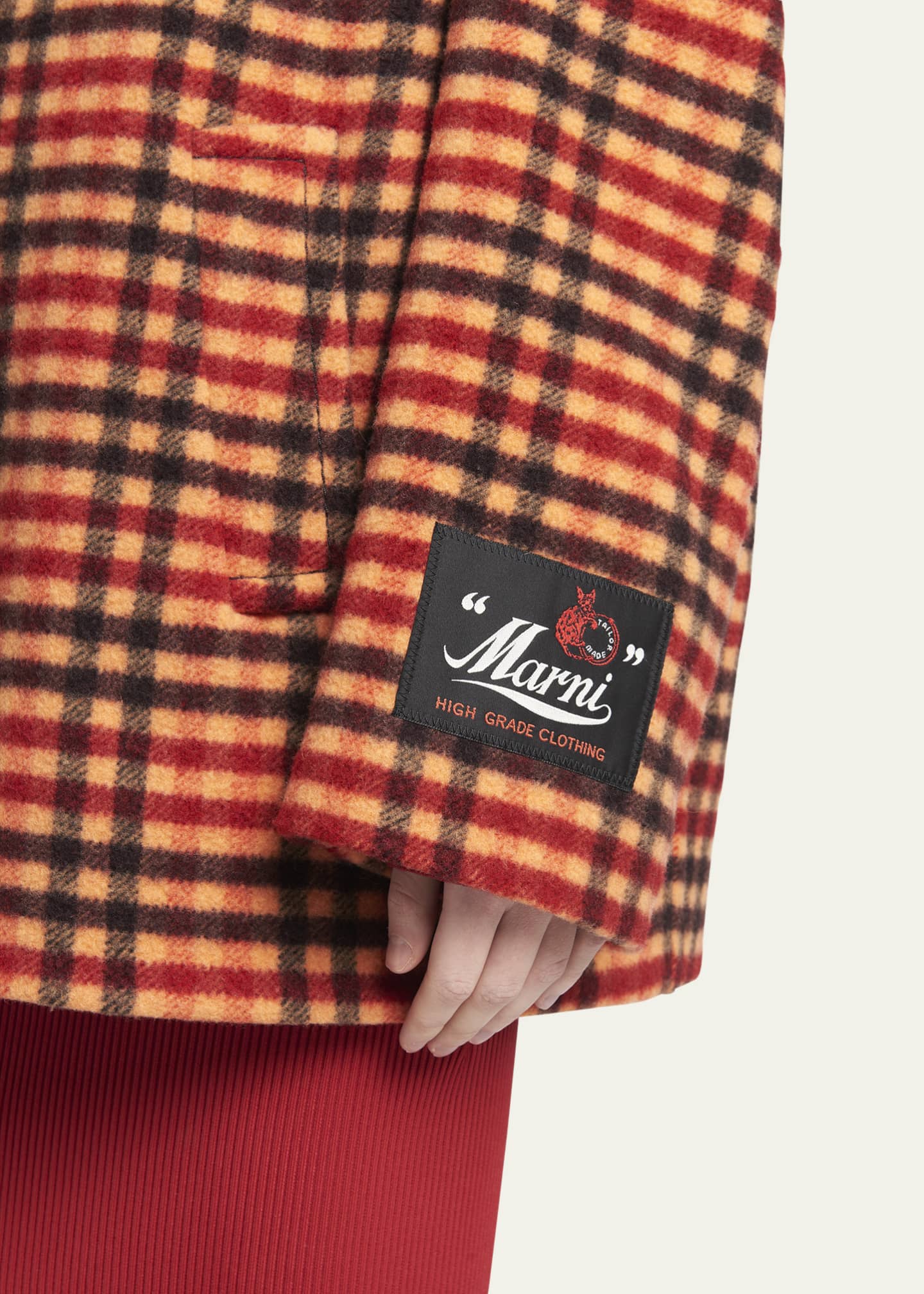 Marni Plaid Cocoon Line Wool Peacoat - Bergdorf Goodman