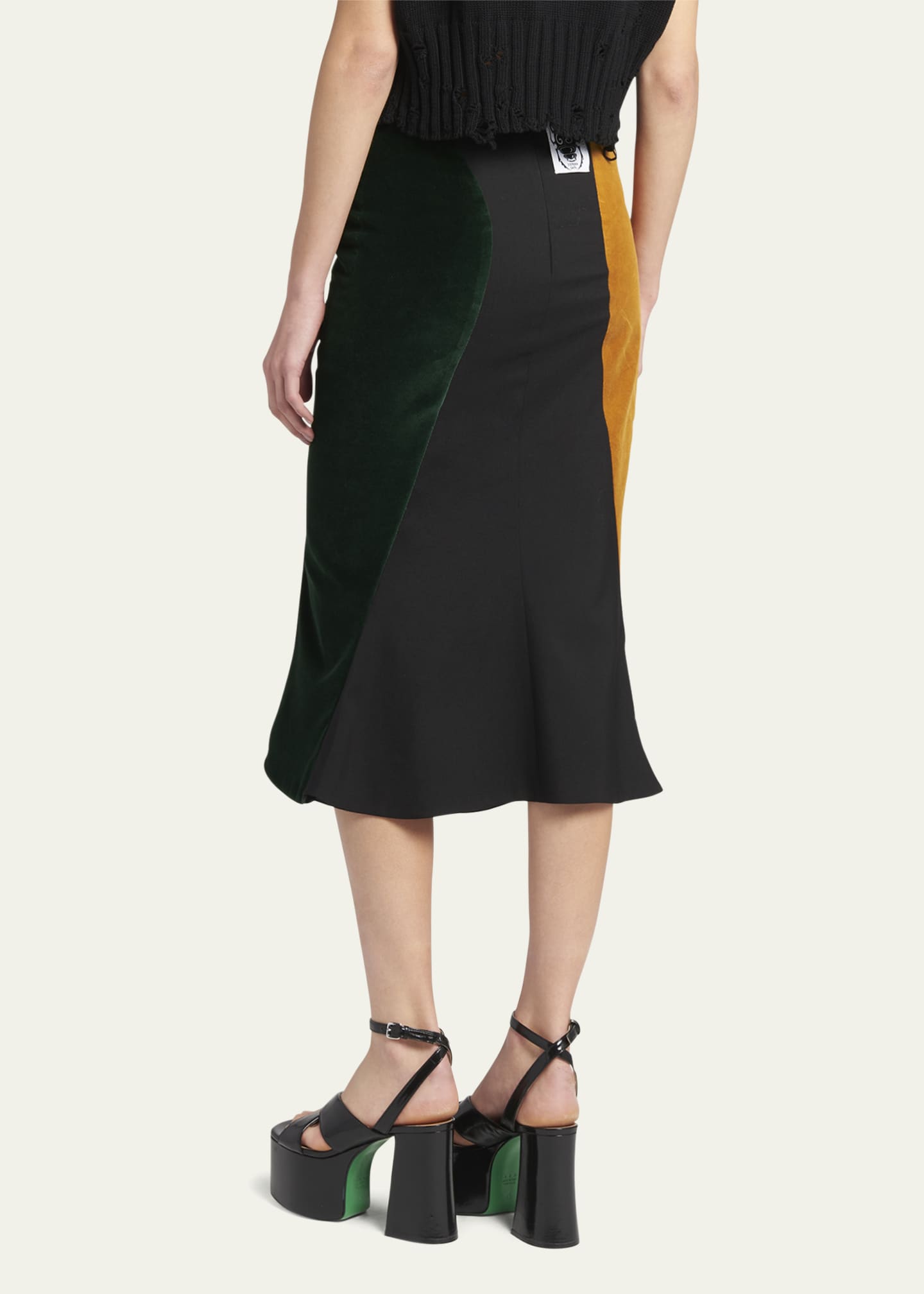 Marni Mixed-Media Mermaid Line Patch Midi Skirt - Bergdorf Goodman