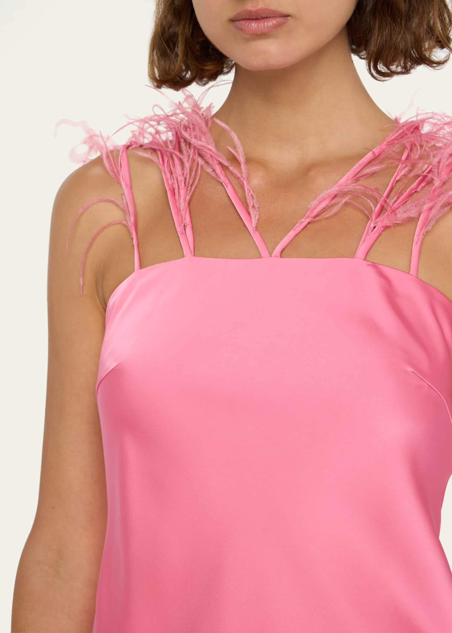 Cult Gaia Karosi Ostrich-Feather Satin Mini Dress - Bergdorf Goodman