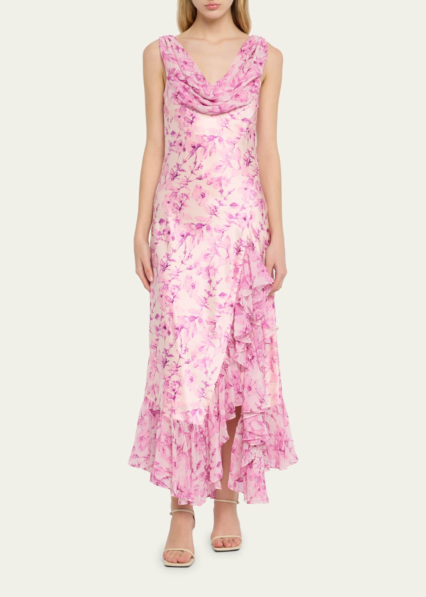 Cinq a Sept Raya Long Floral Silk Sleeveless Ruffle Dress - Bergdorf ...
