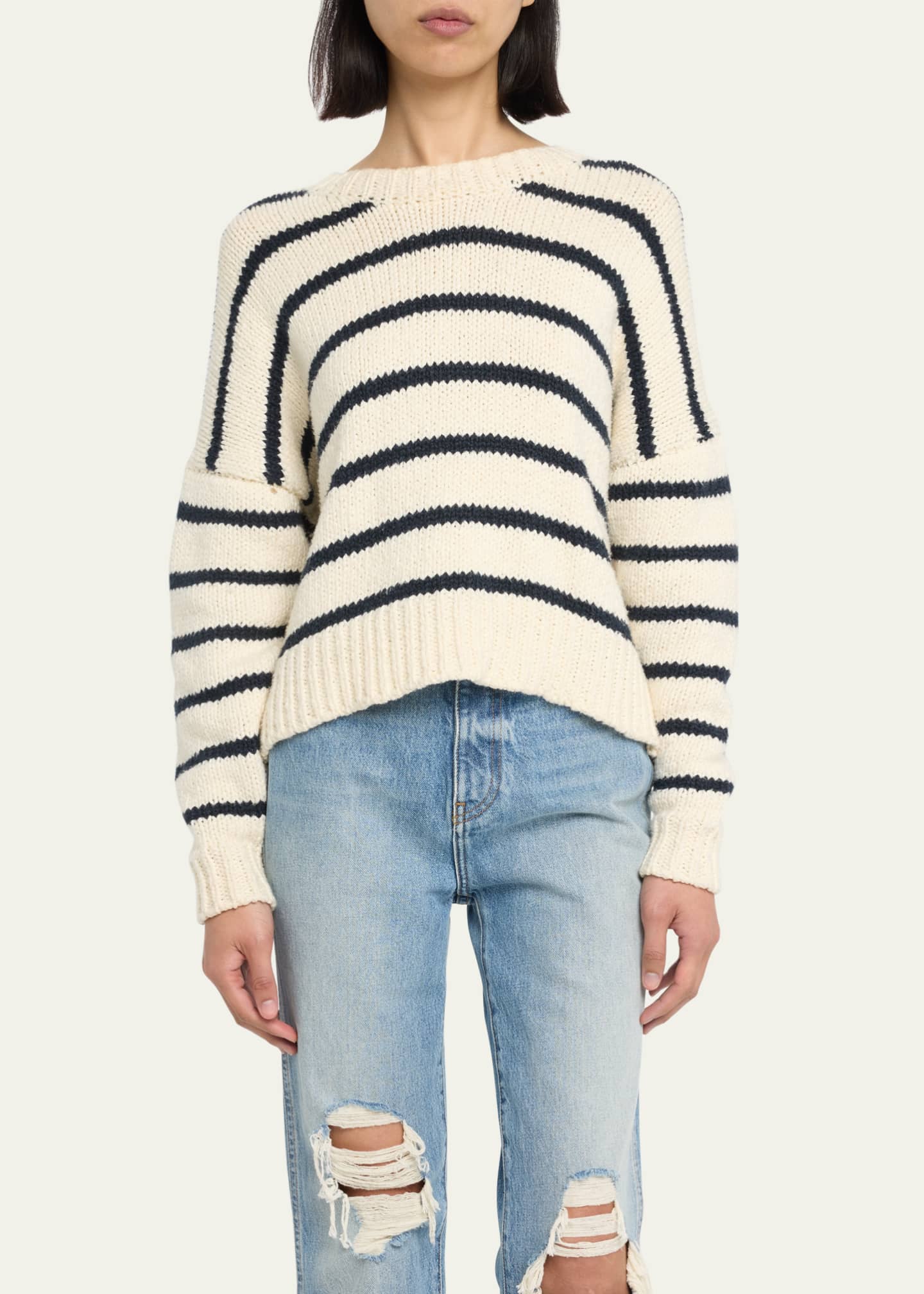 FRAME Striped Crewneck Sweater - Bergdorf Goodman
