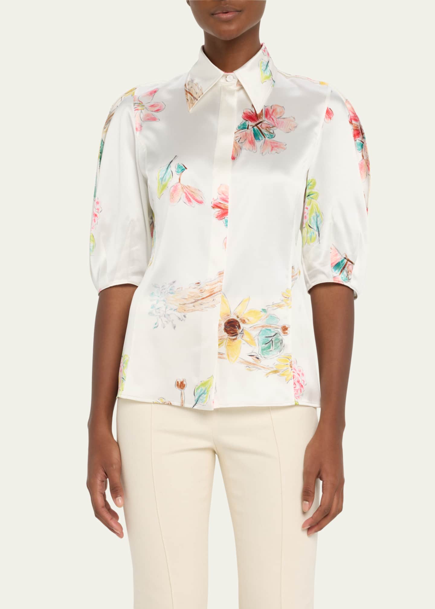Gabriela Hearst Sansi Silk Button-Front Top - Bergdorf Goodman