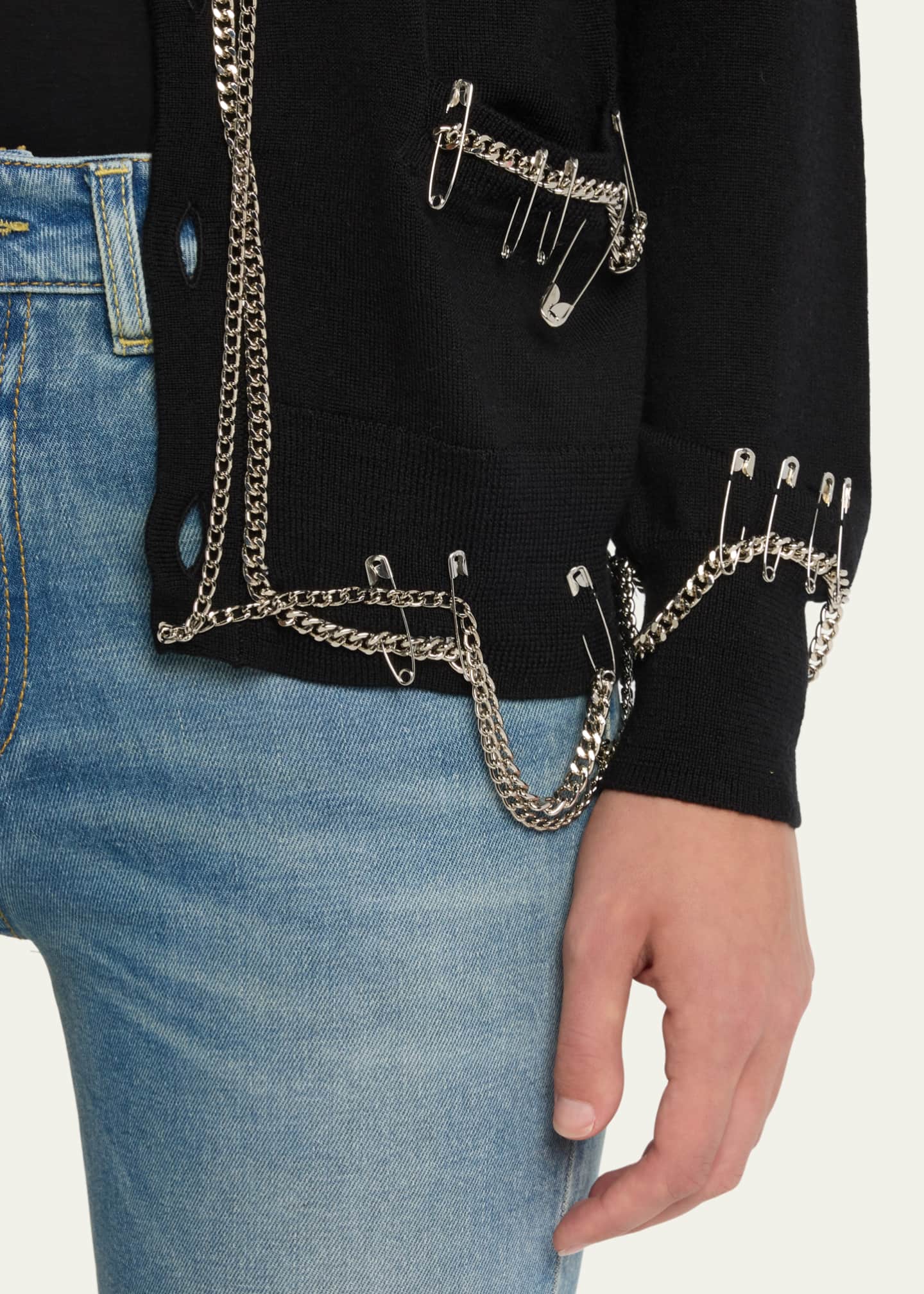 R13 Chain Embellished Wool Cardigan - Bergdorf Goodman