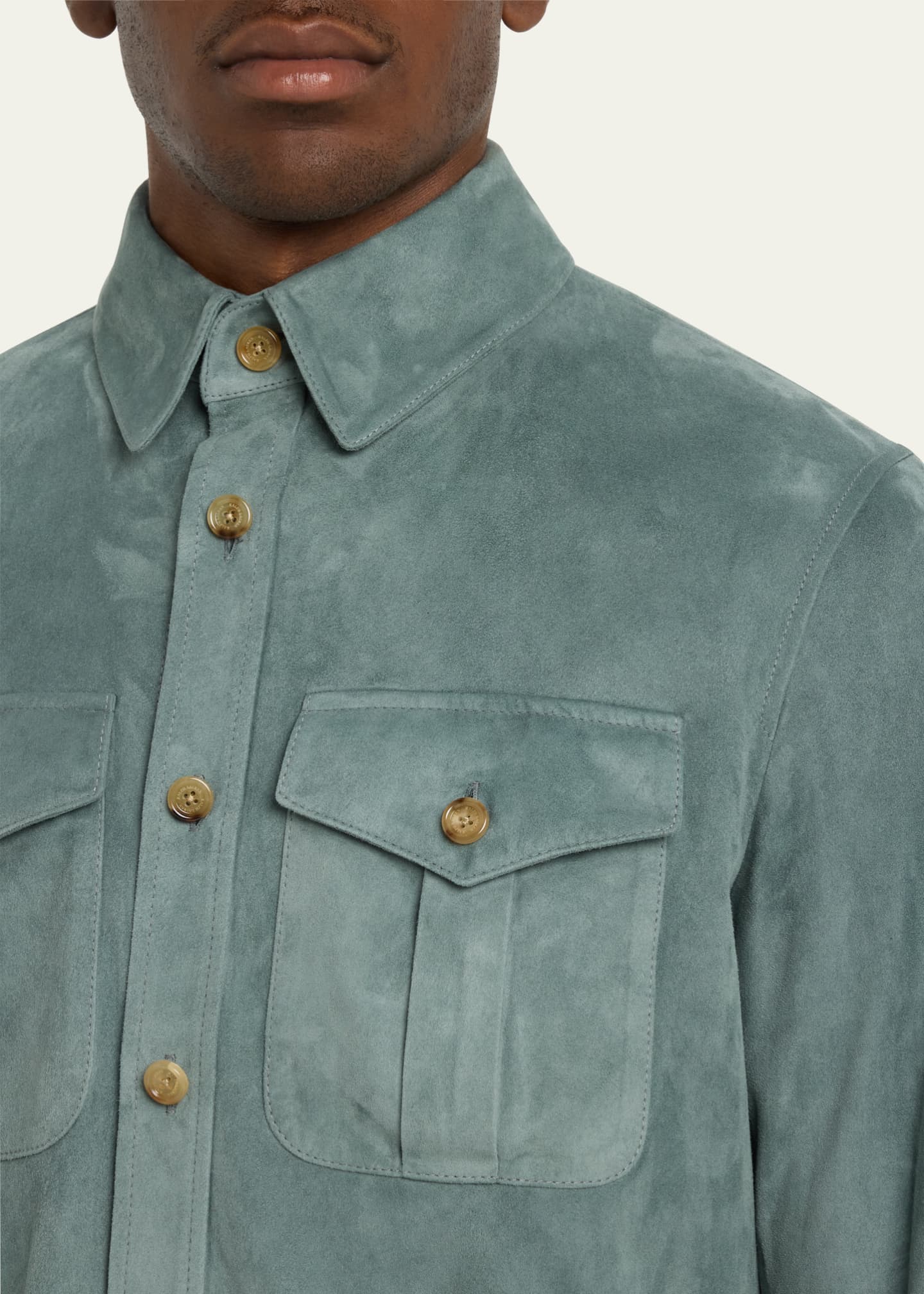 Ralph Lauren Purple Label Men's Barron Suede Overshirt - Bergdorf Goodman