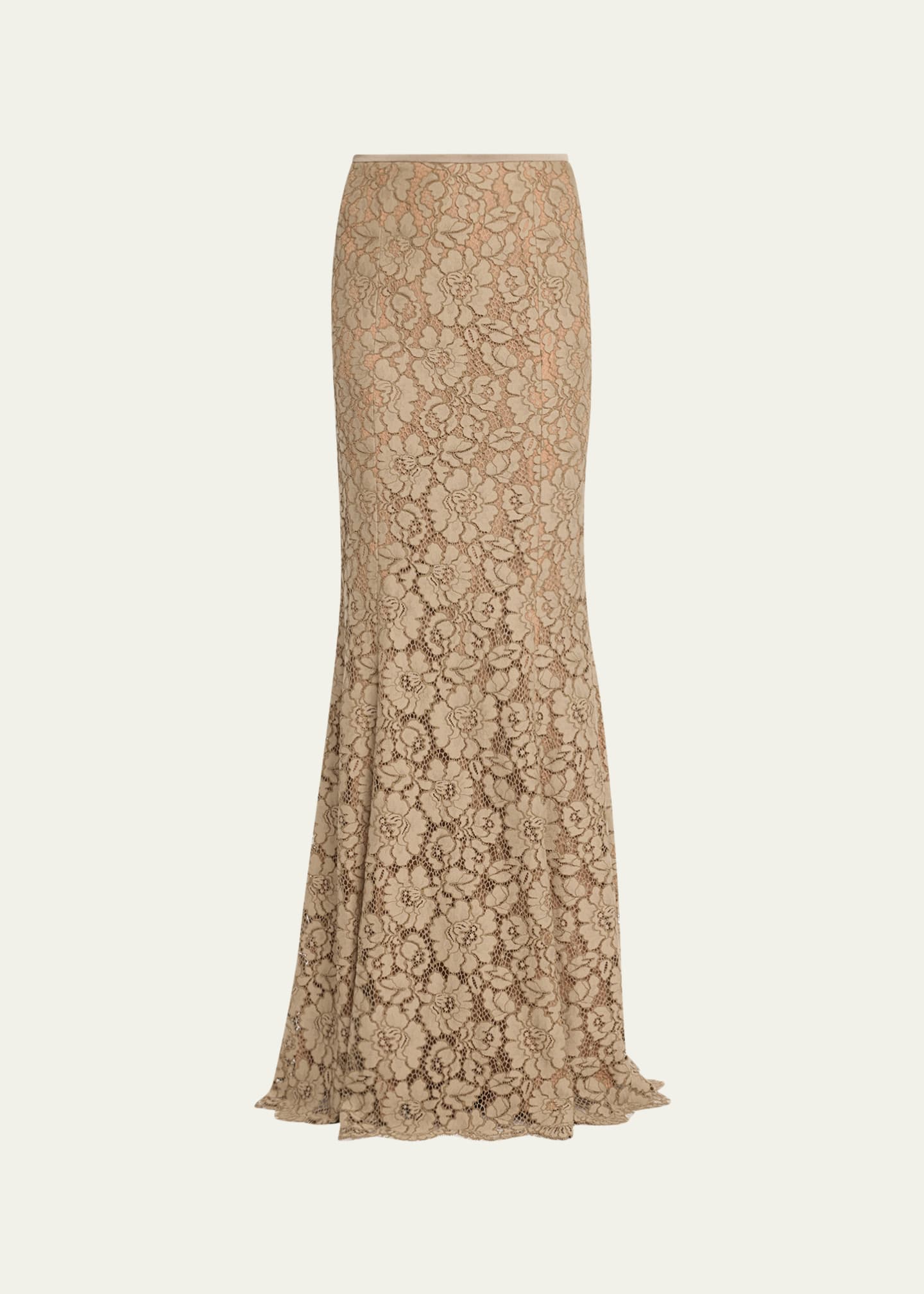 Michael Kors Collection Large Floral Lace Long Fishtail Skirt ...