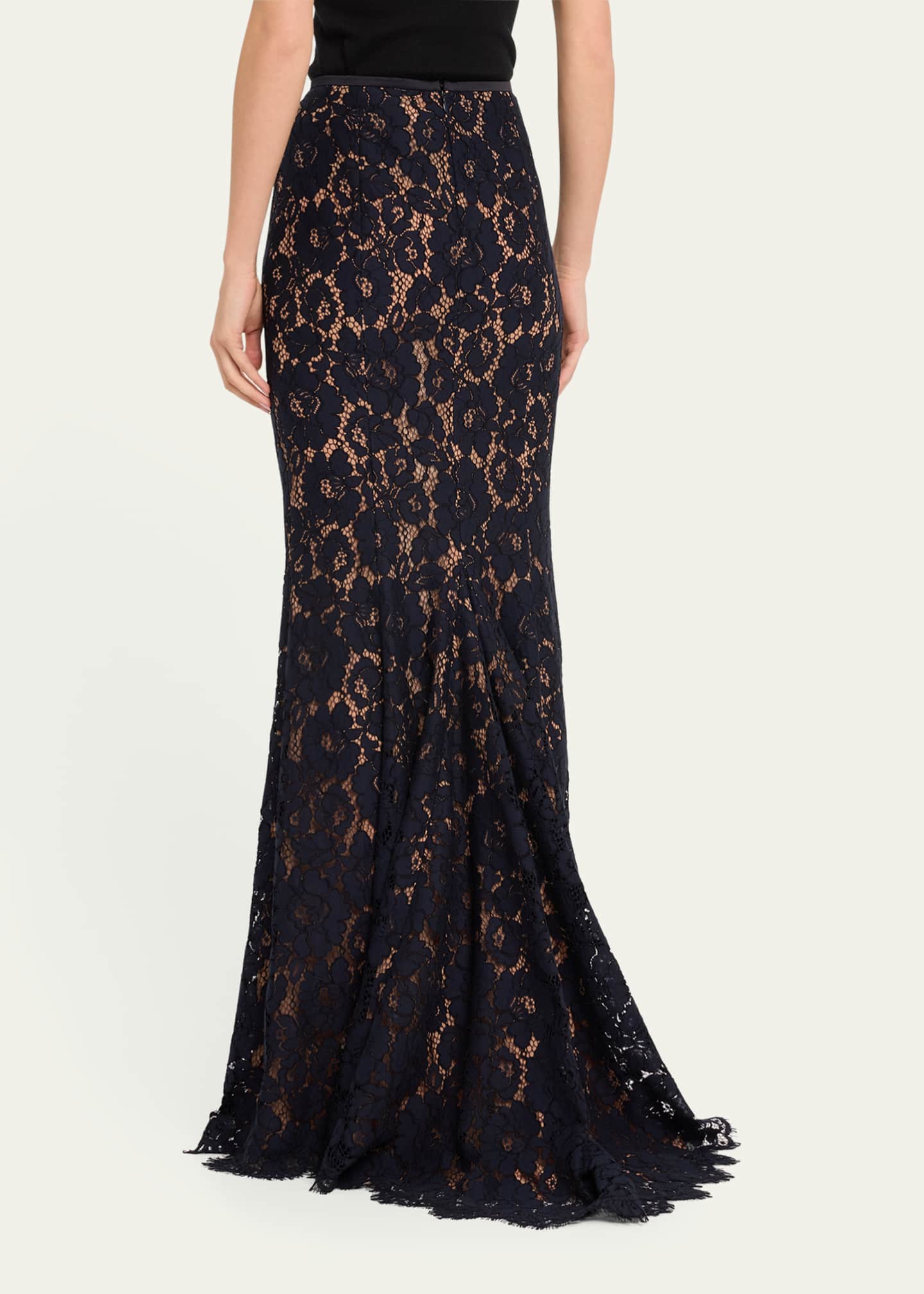 Michael Kors Collection Large Floral Lace Long Fishtail Skirt ...