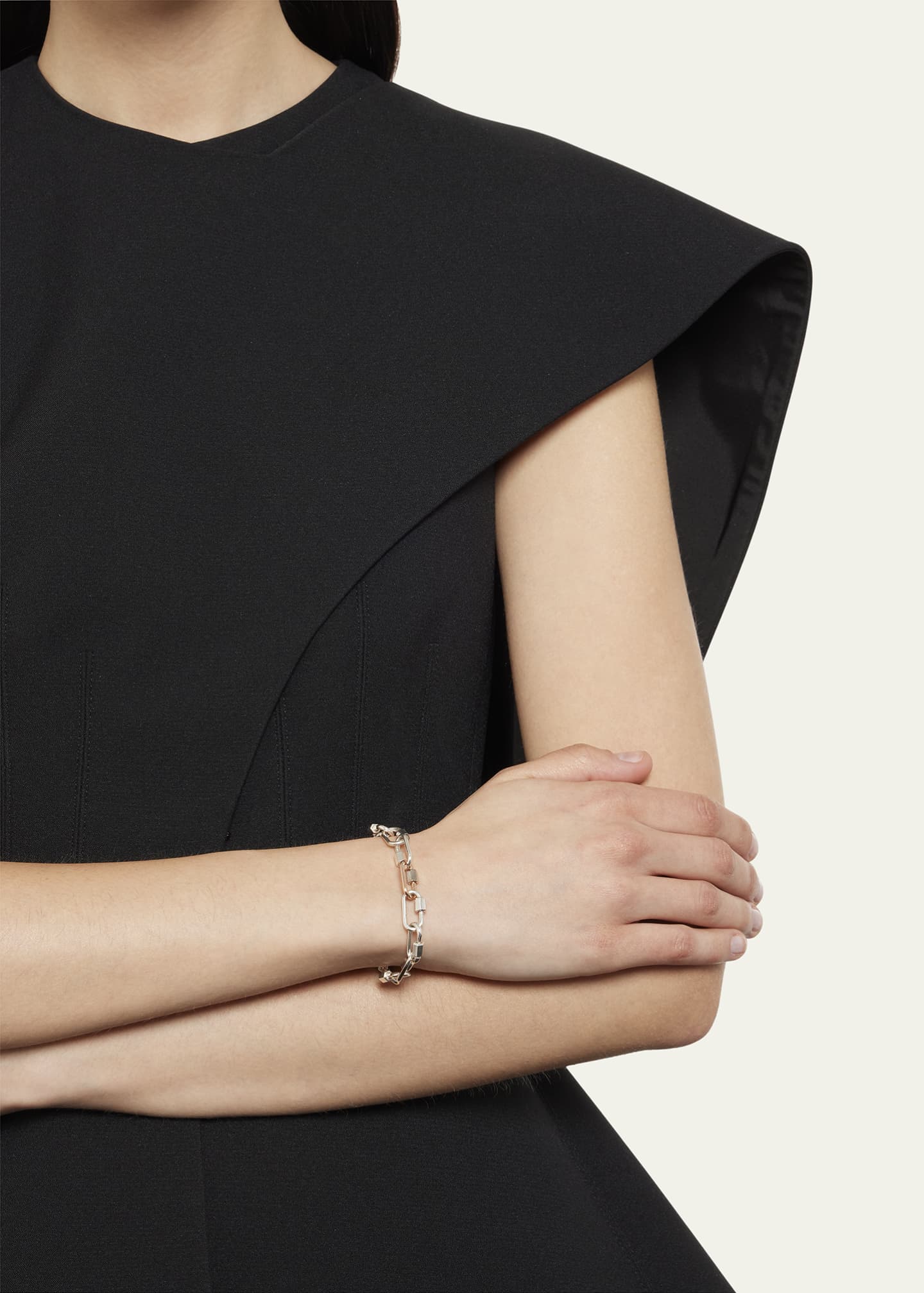 Marla Aaron Sterling Silver and Rose Gold Lock Chain Bracelet ...