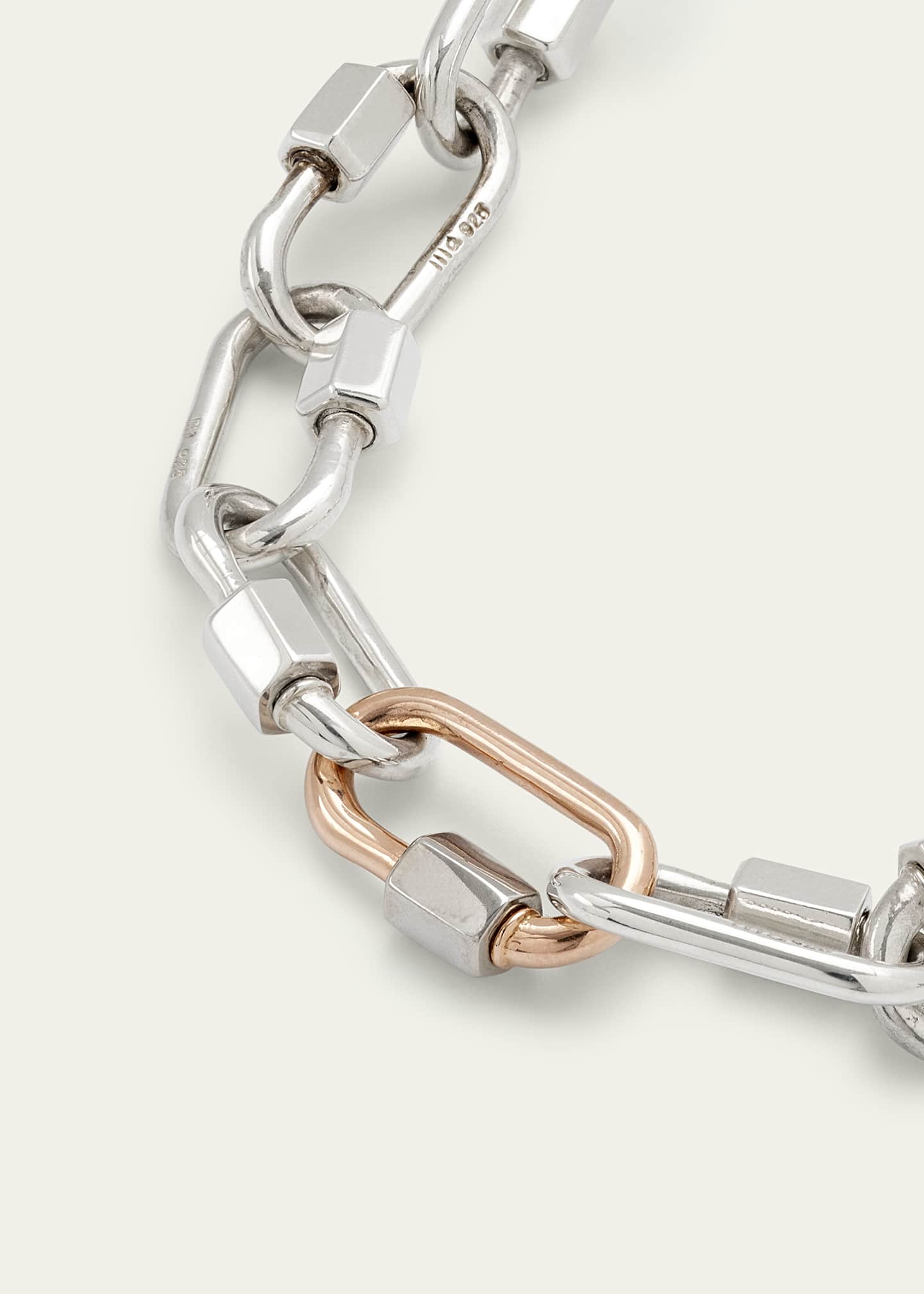 Marla Aaron Sterling Silver and Rose Gold Lock Chain Bracelet ...