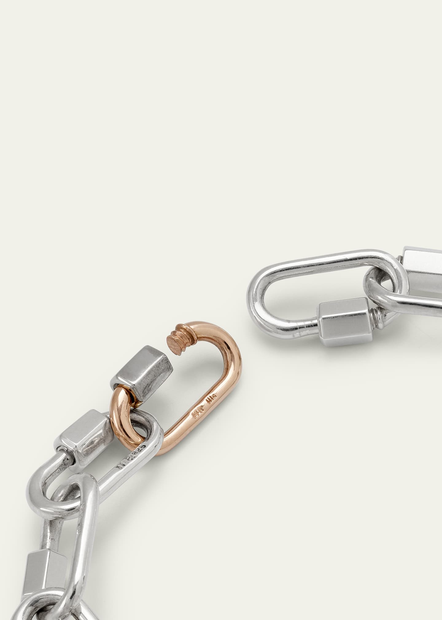 Marla Aaron Sterling Silver and Rose Gold Lock Chain Bracelet ...