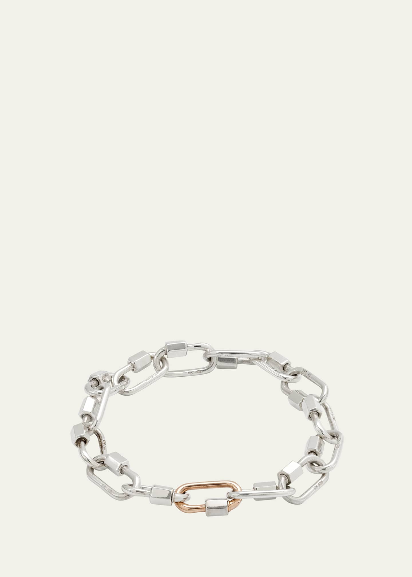 Marla Aaron Sterling Silver and Rose Gold Lock Chain Bracelet ...