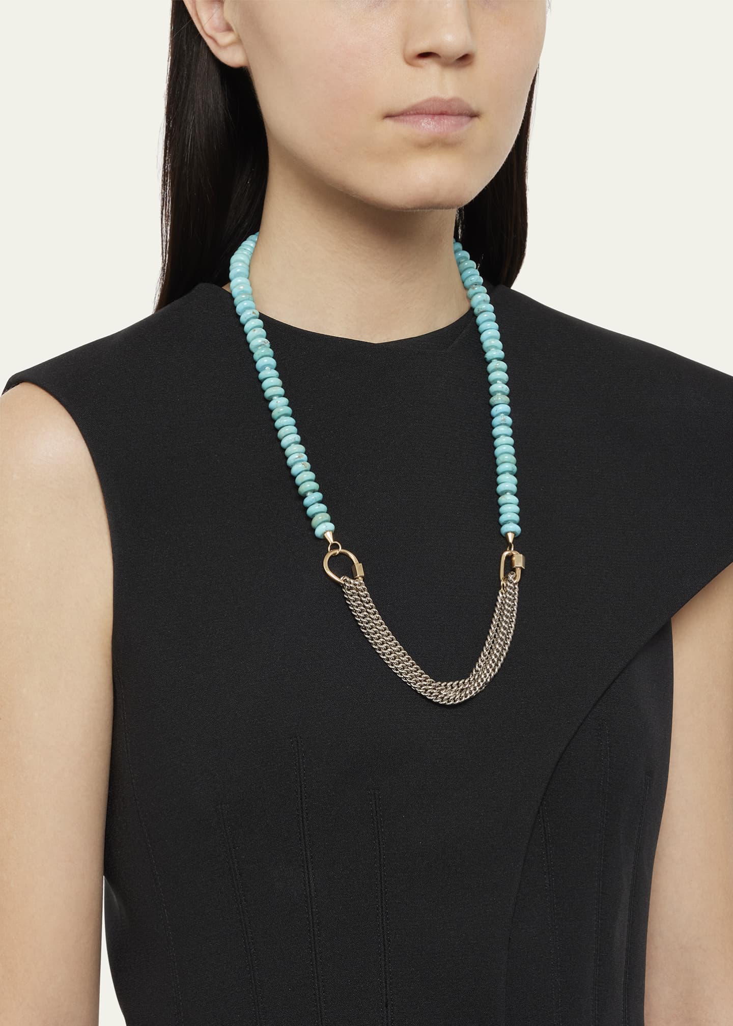 Marla Aaron Turquoise Rondelle Chain and Lock Necklace - Bergdorf Goodman
