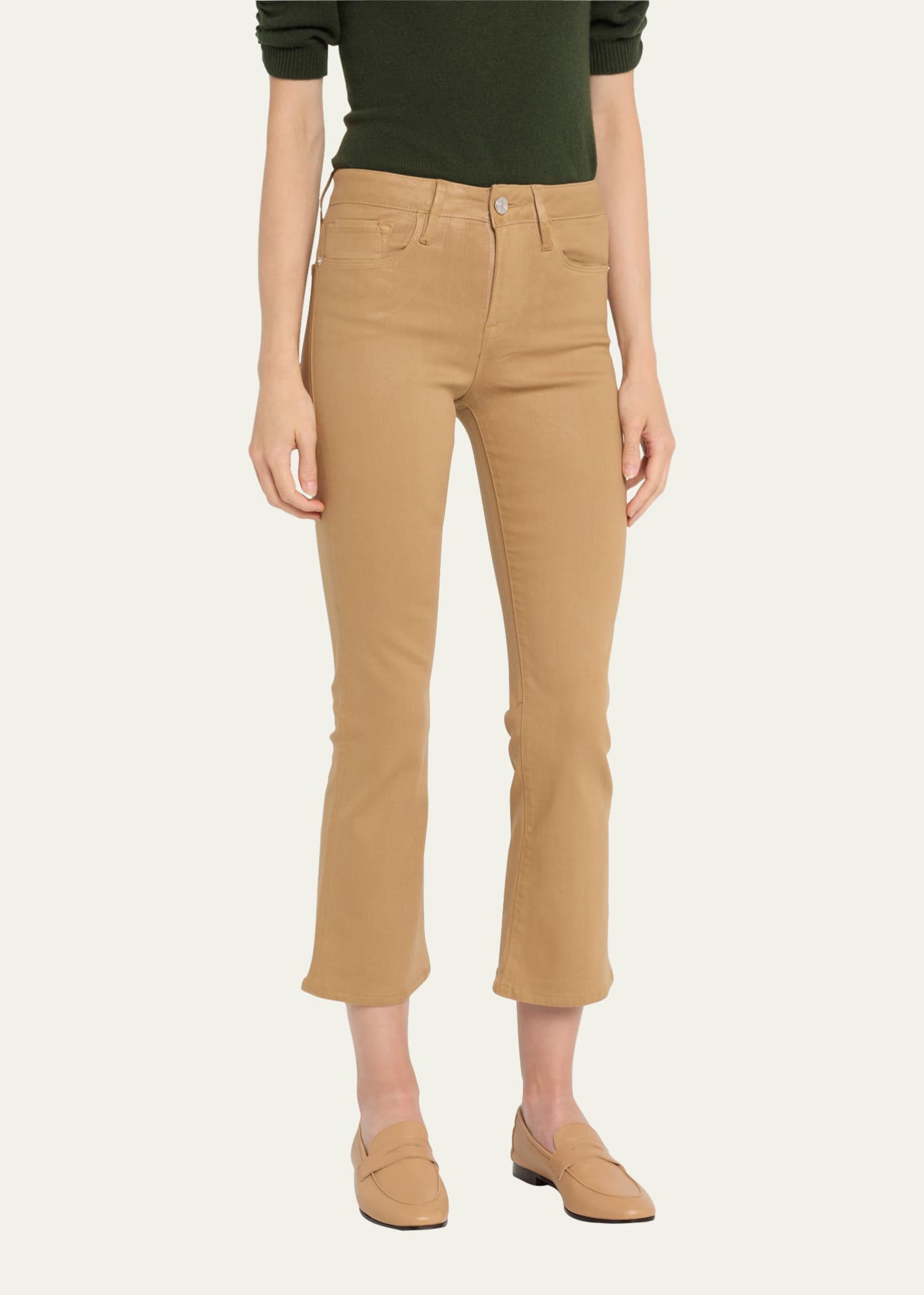 FRAME Le Crop Mini Boot Coated Jeans - Bergdorf Goodman