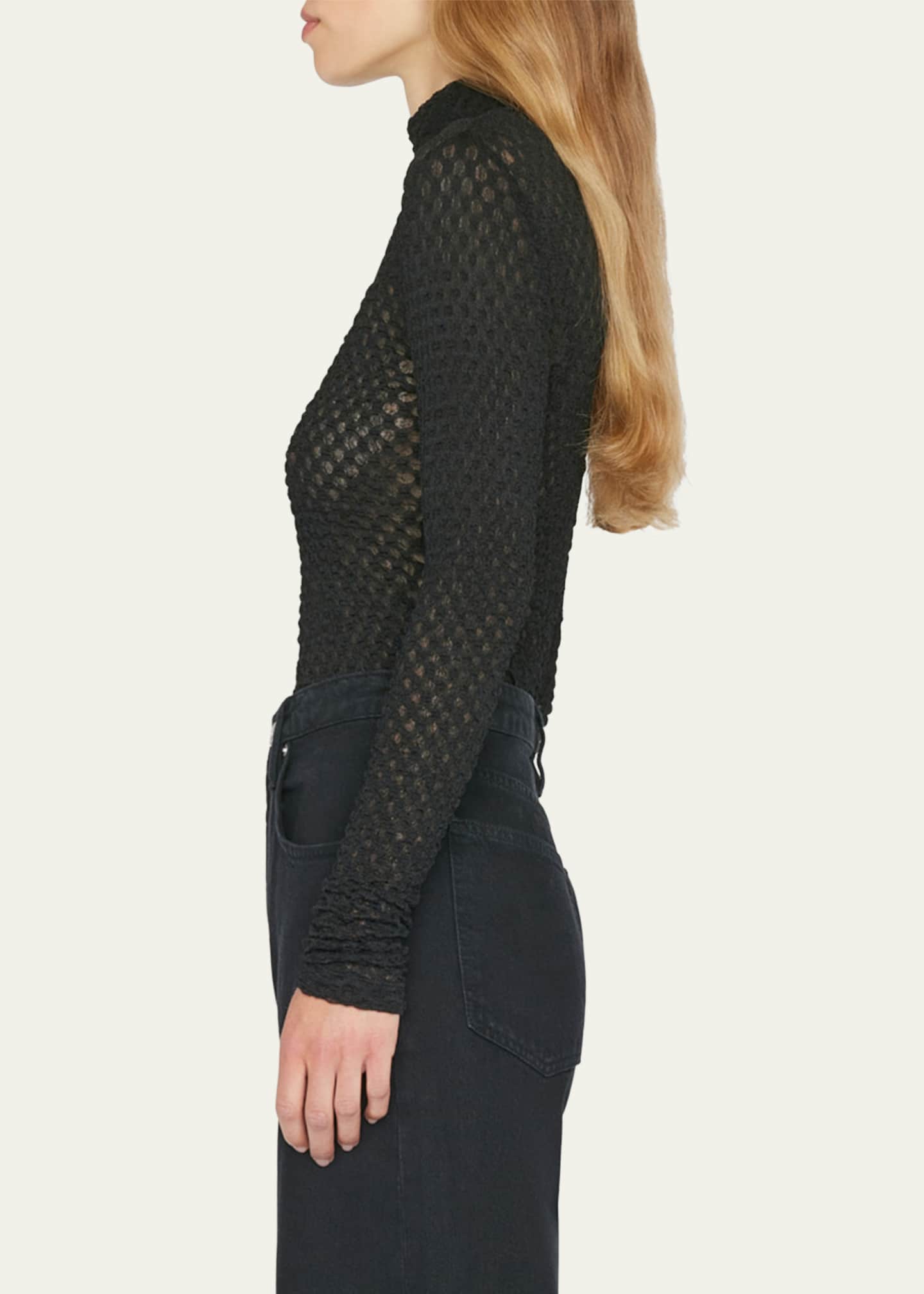 FRAME Stretch Mesh Lace Turtleneck - Bergdorf Goodman