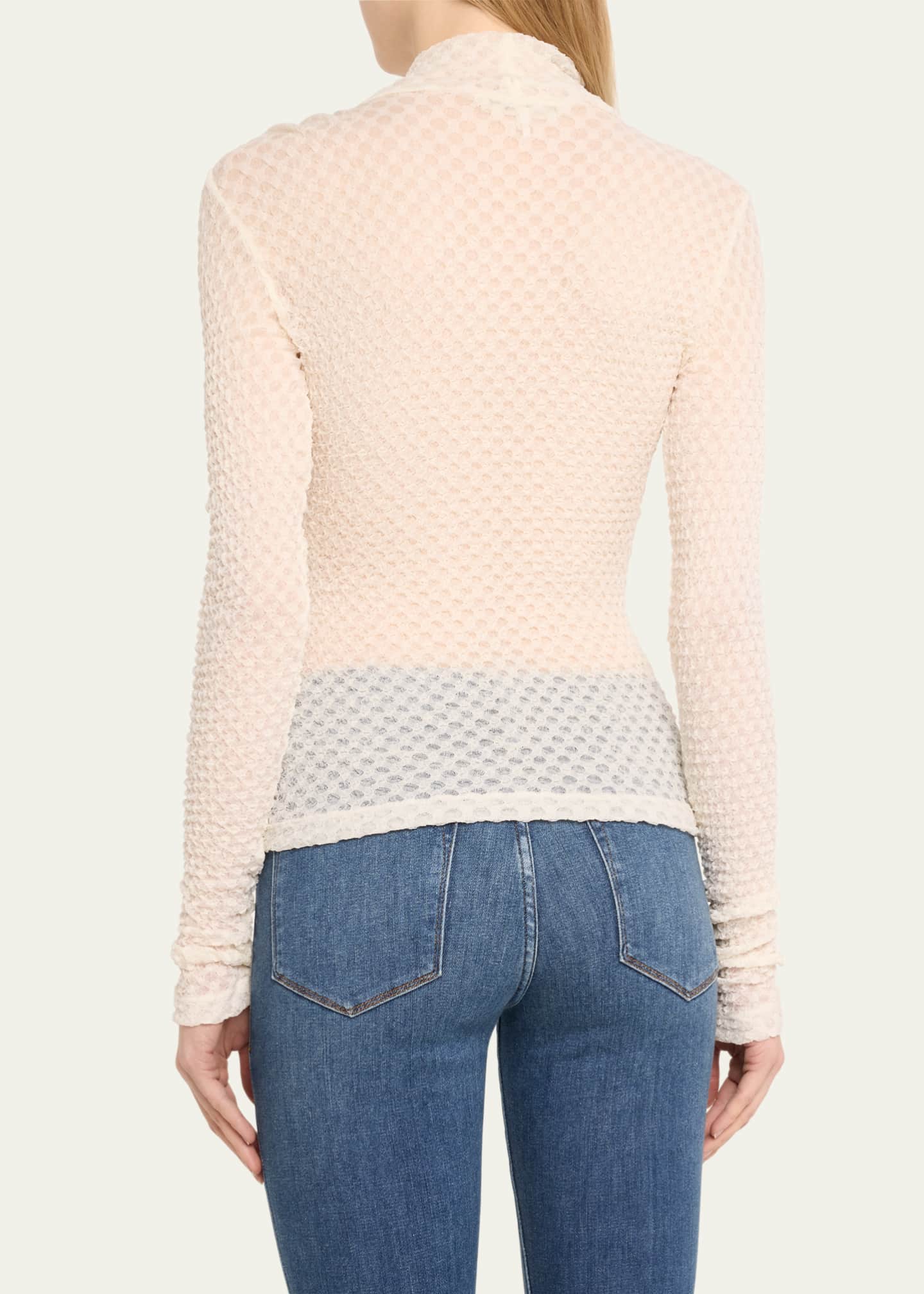FRAME Stretch Mesh Lace Turtleneck - Bergdorf Goodman