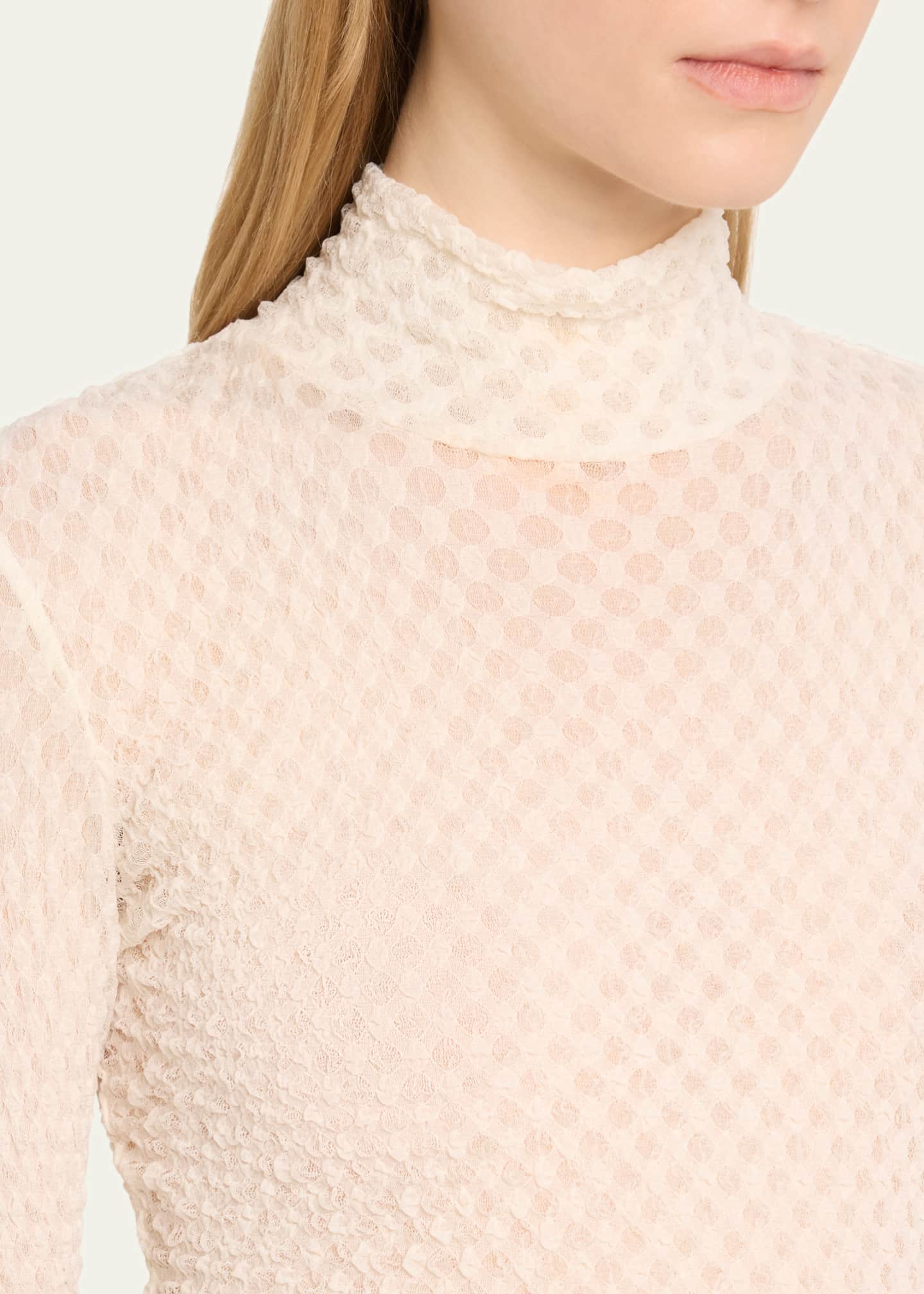 FRAME Stretch Mesh Lace Turtleneck - Bergdorf Goodman