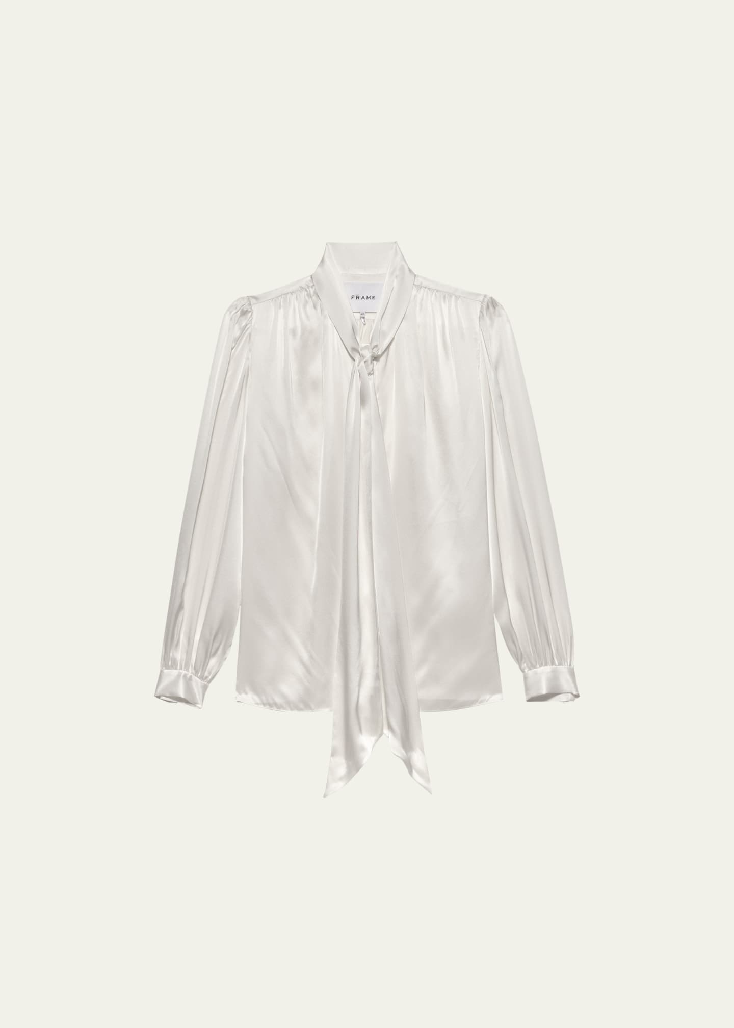 FRAME Tie-Neck Long Sleeve Silk Blouse - Bergdorf Goodman
