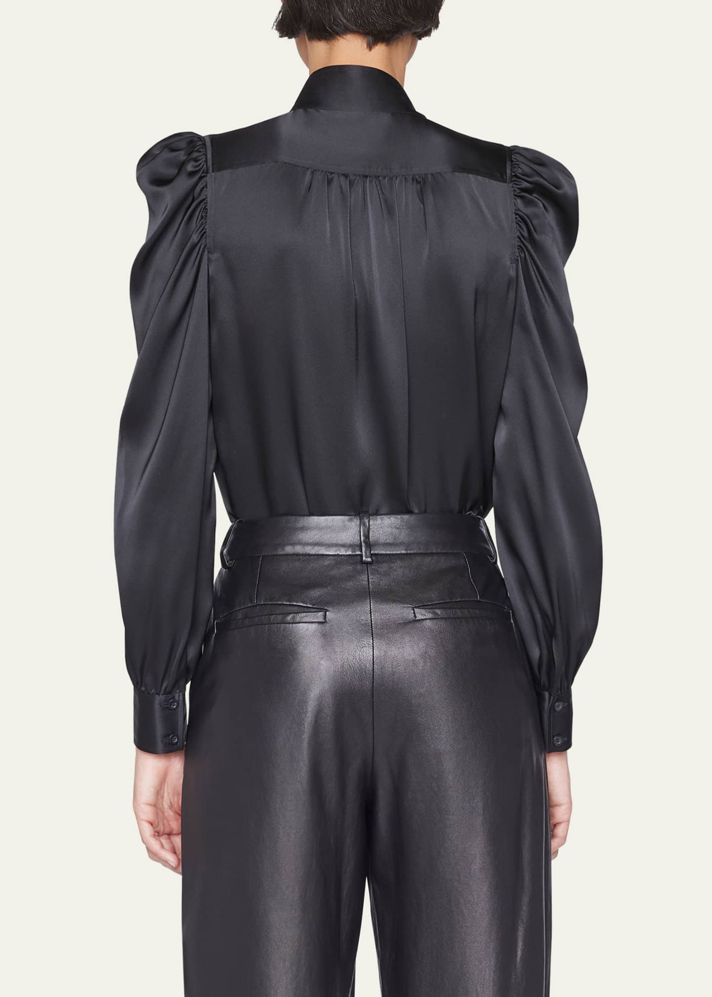 FRAME Gillian Long-Sleeve Silk Top - Bergdorf Goodman