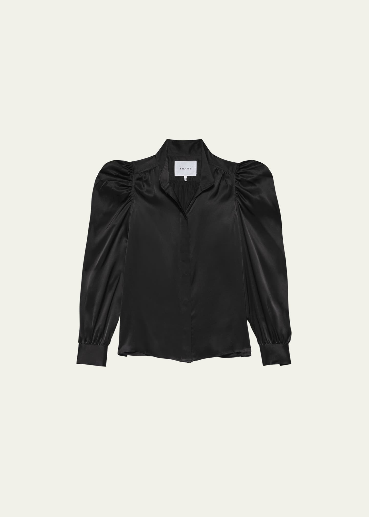 FRAME Gillian Long-Sleeve Silk Top - Bergdorf Goodman