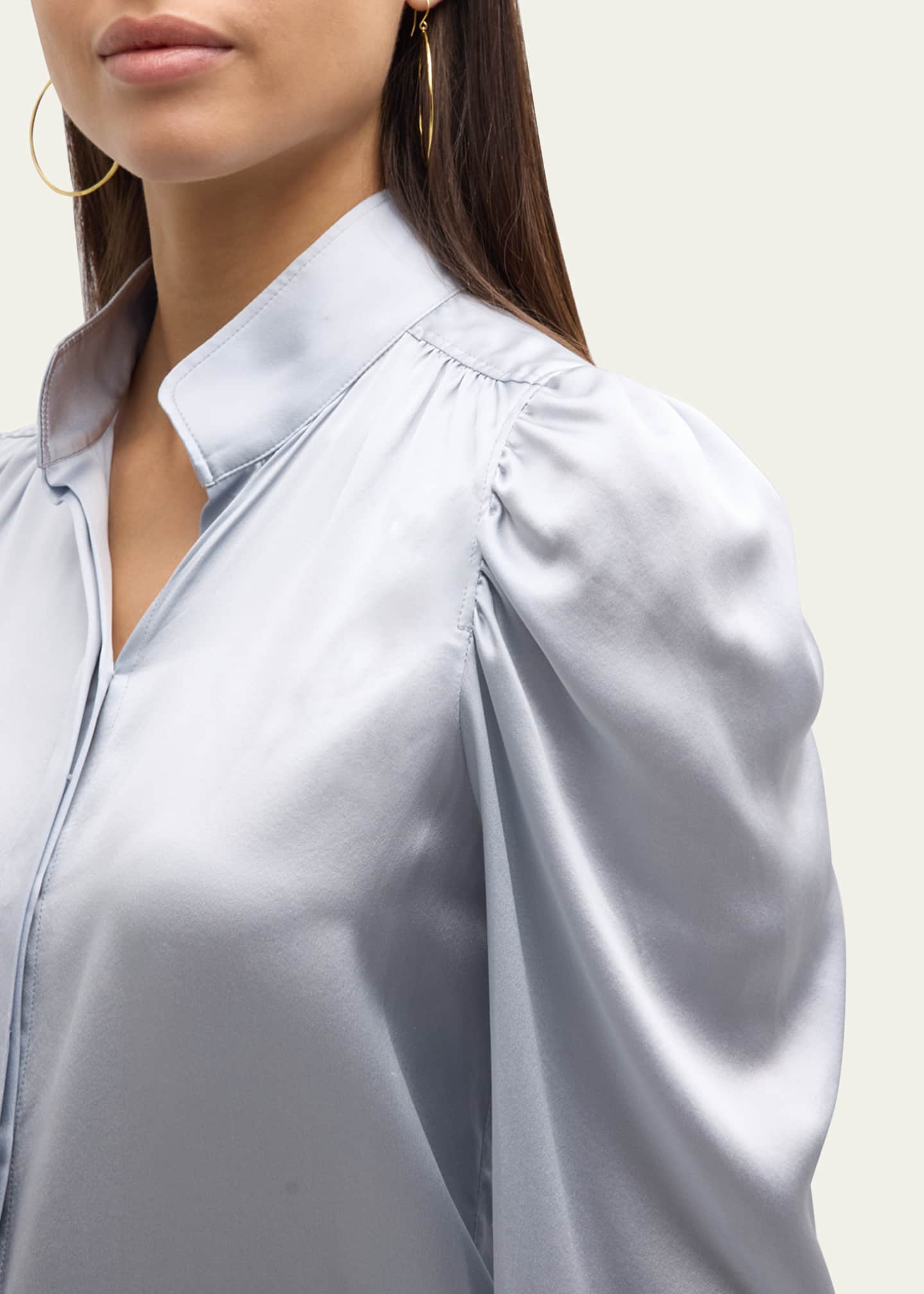 FRAME Gillian Long-Sleeve Silk Top - Bergdorf Goodman