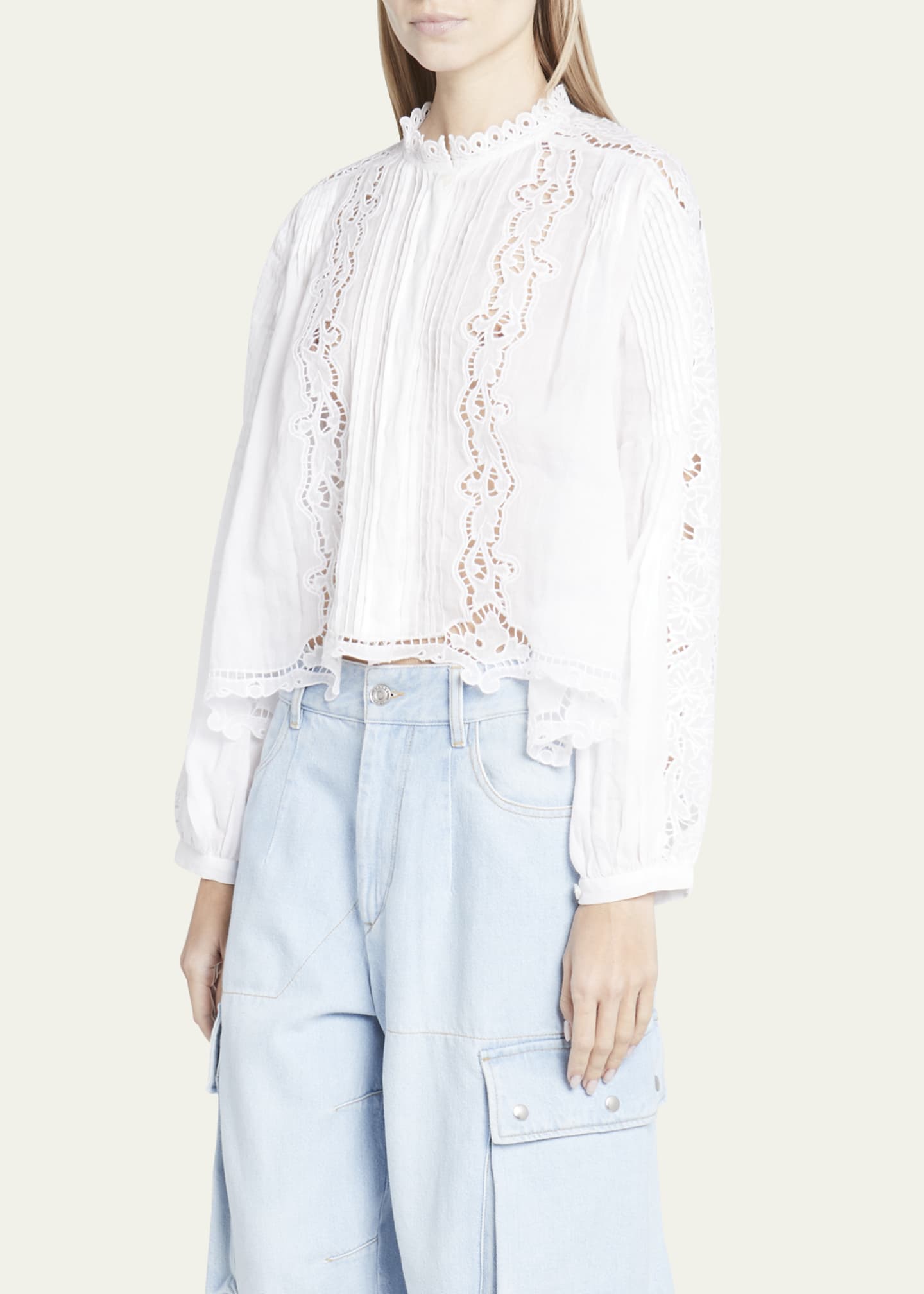 Isabel Marant Kubra Lace Insert Blouse - Bergdorf Goodman