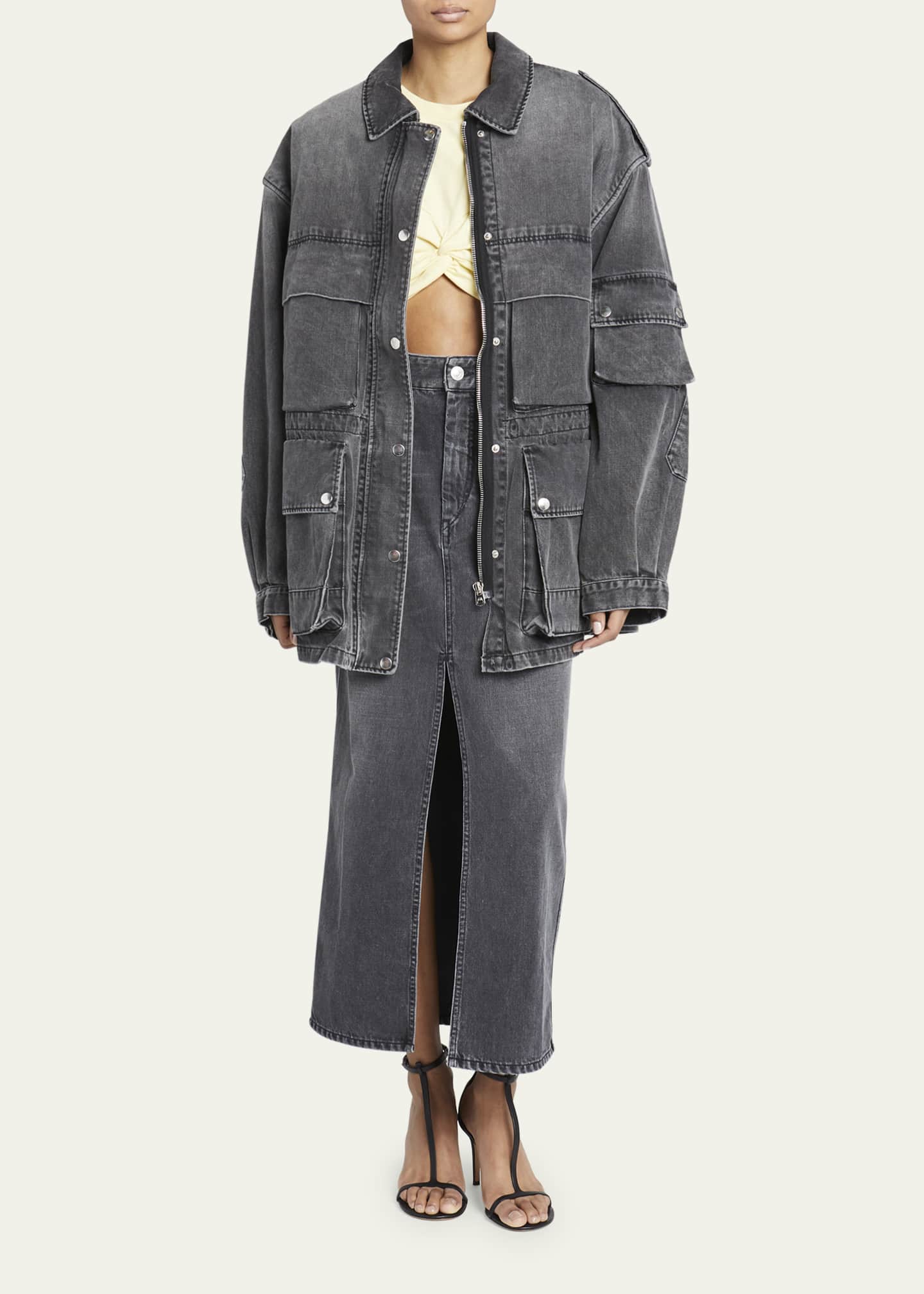 Isabel Marant Elize Denim Utility Jacket with Patch Pockets - Bergdorf Goodman