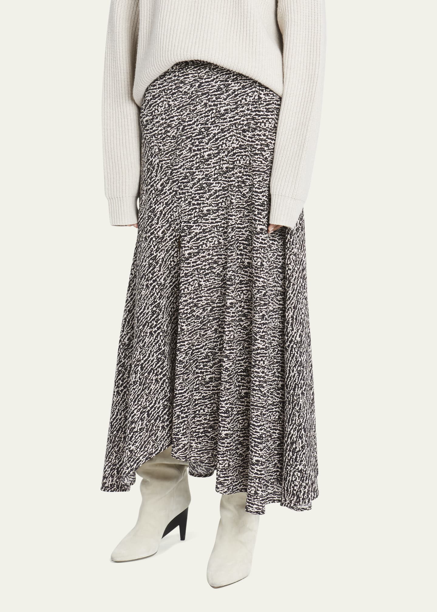 Isabel Marant Sakura Asymetrical-Hem Printed Midi Skirt - Bergdorf Goodman